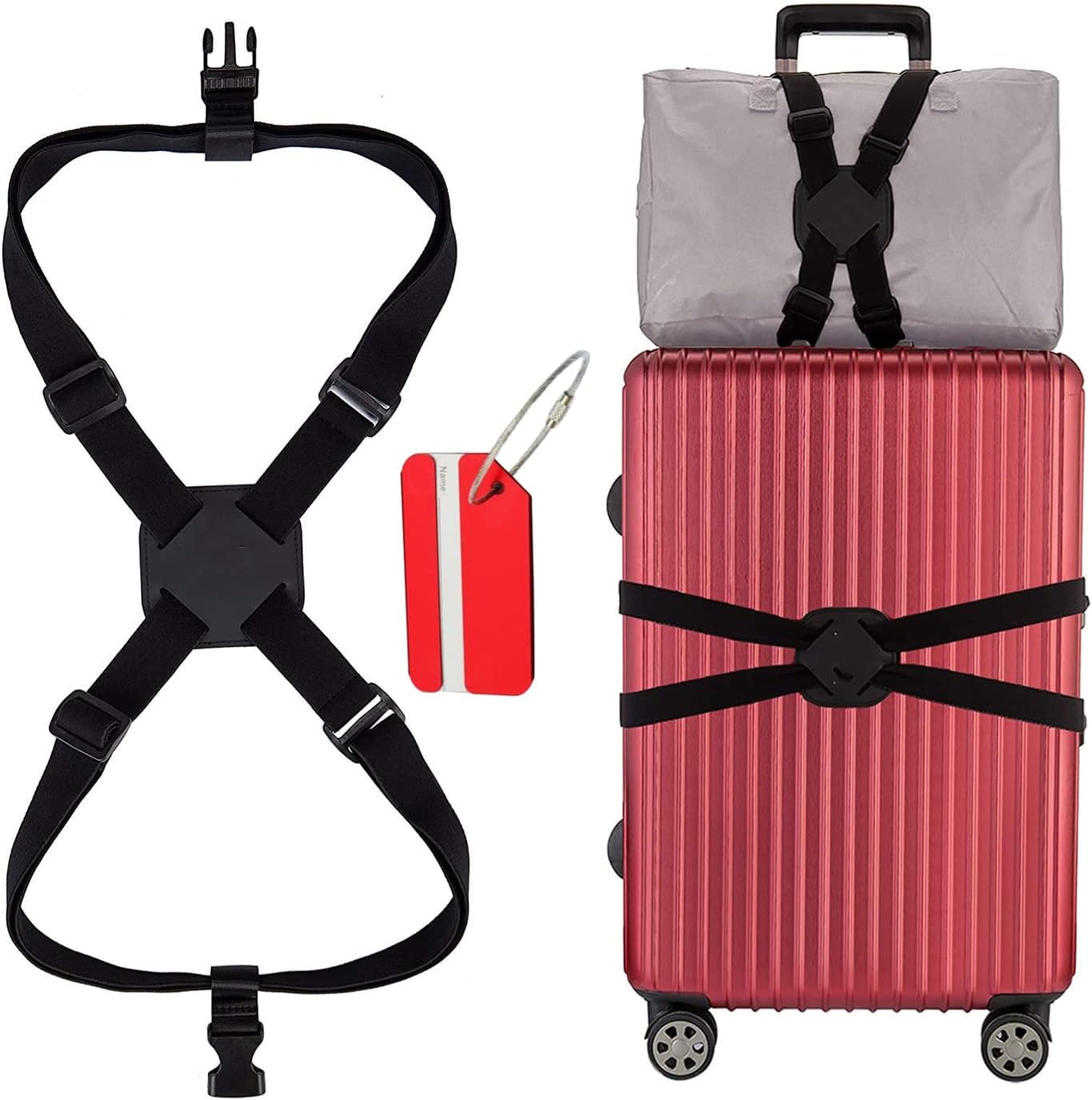 2PCS Heavy Duty Add a Bag Luggage Strap Jacket Gripper,Carry-on Baggage ...