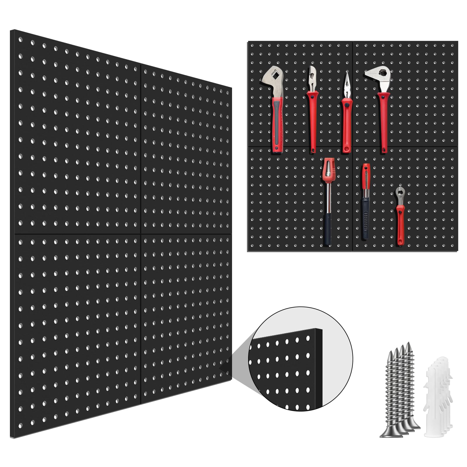 Snapklik.com : Gute Peg Board, 4 Pack Metal Pegboard Panels Wall Organizer