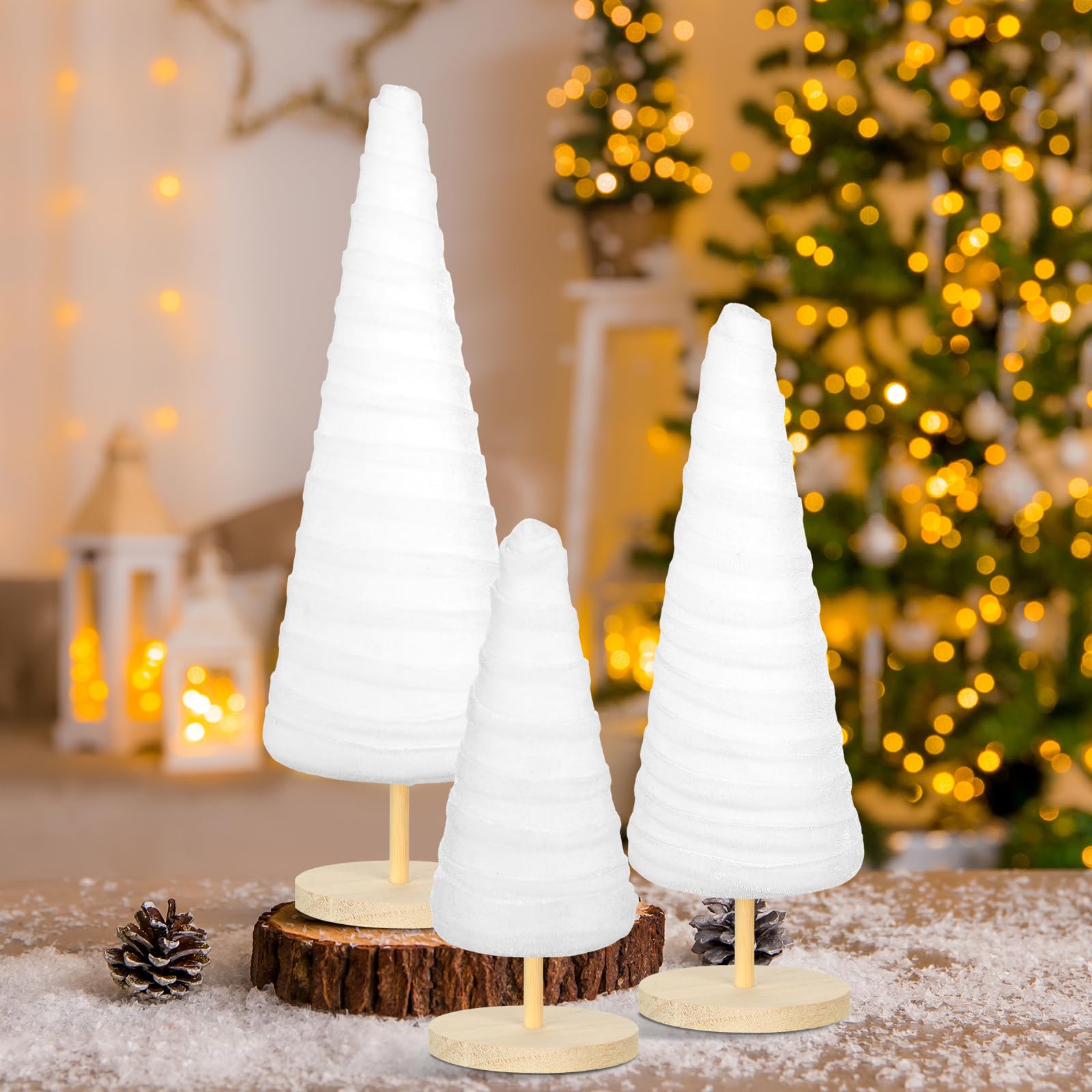 Christmas Pedestal Velvet Trees Set of 3 Modern Winter Tree Decorations ...
