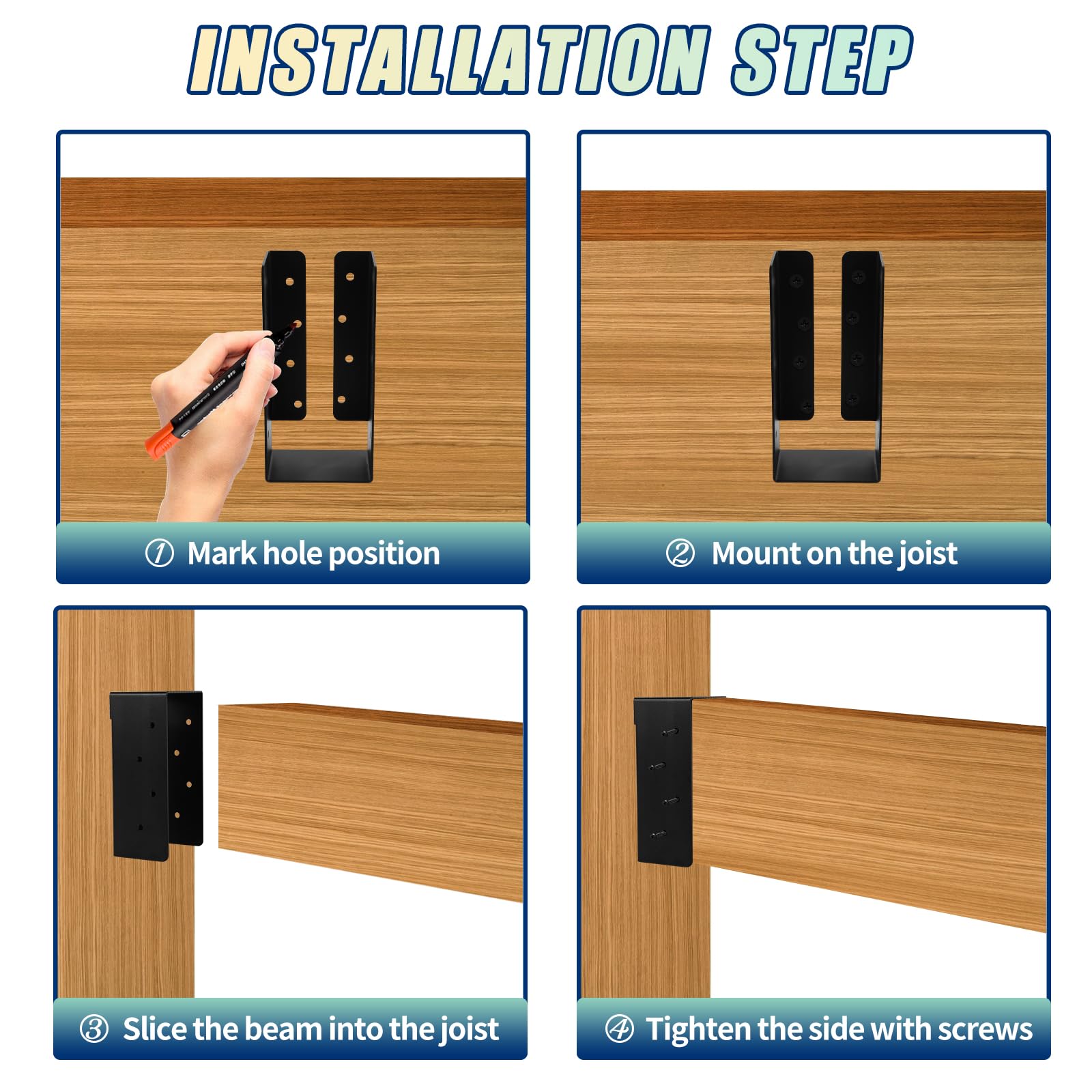 Snapklik.com : Concealed Joist Hangers, 4 Pcs 4"x8" Outdoor Trim ...