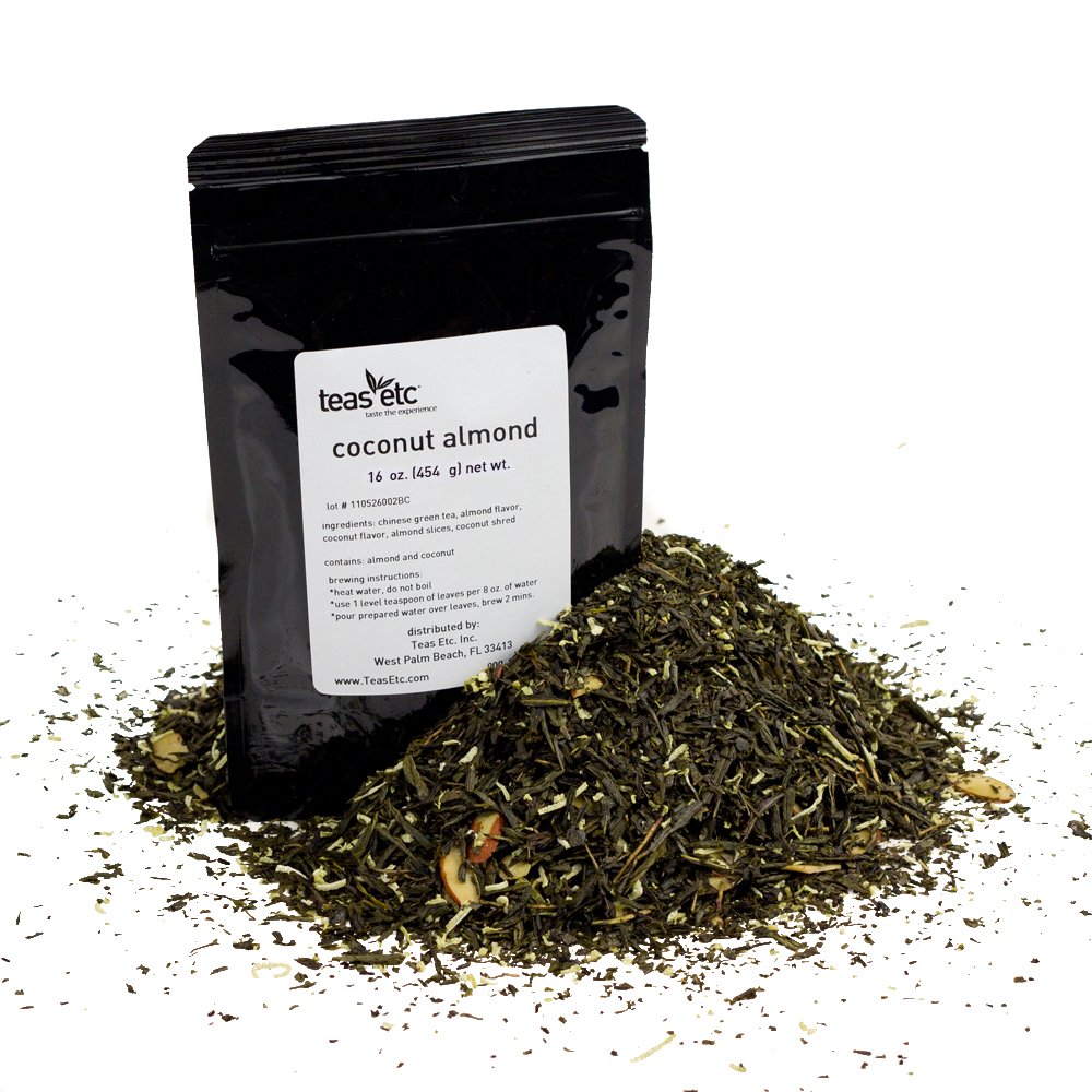 Amazon.com : Teas Etc Coconut Almond Loose Leaf Green Tea 16 oz ...