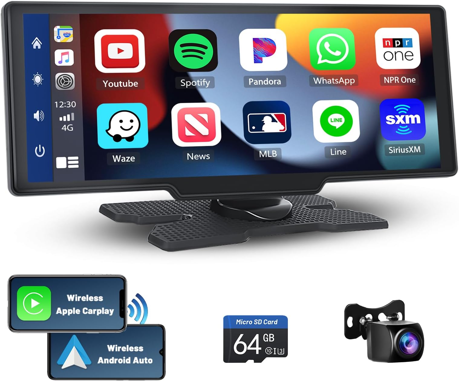 Amazon.com: 10.26 Inch Touchscreen Wireless Apple Carplay Portable Car ...