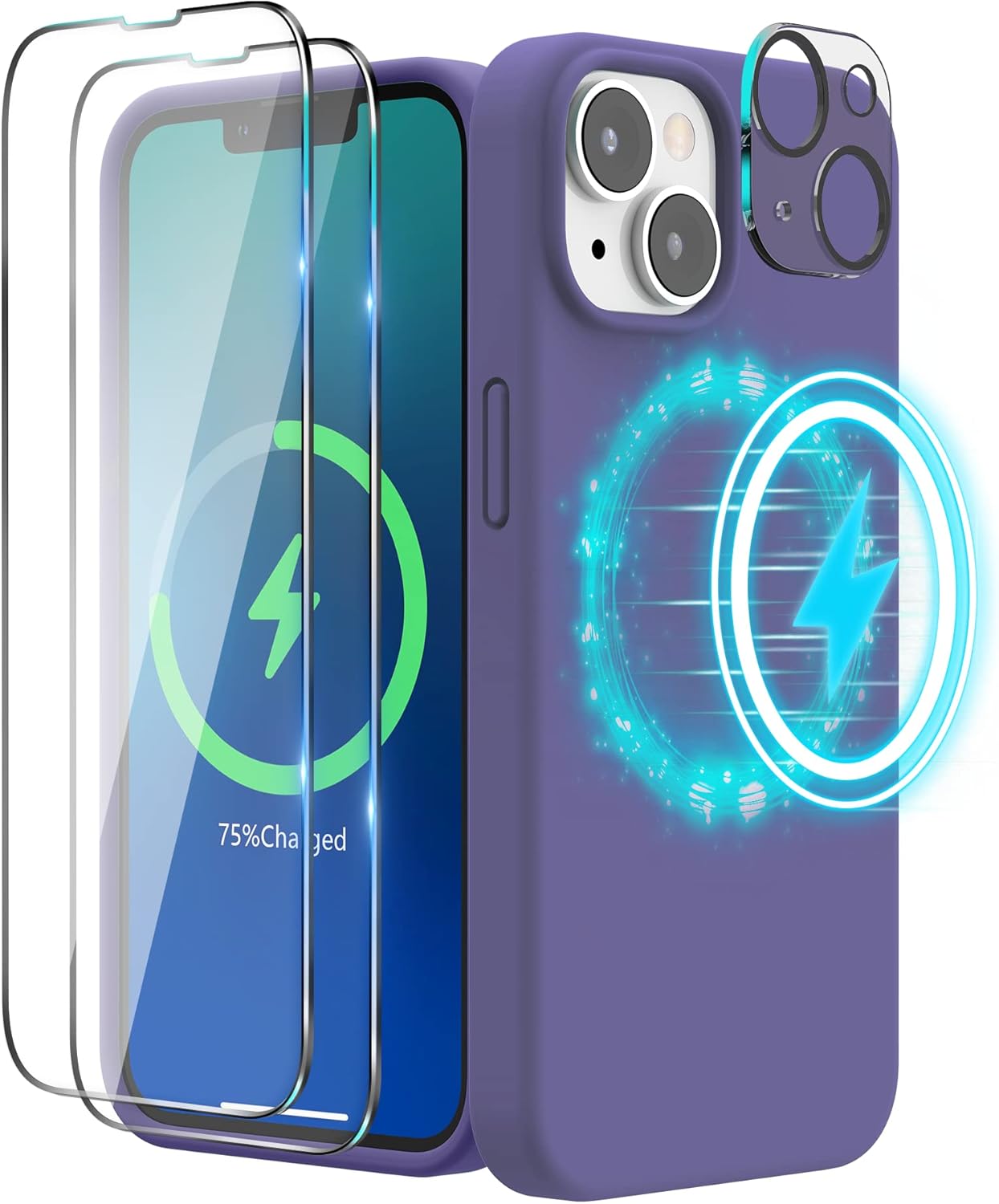 Amazon.co.jp: 「4 in 1」SURPHY iPhone14用ケース+スクリーンフィルム2枚+カメラフィルム1枚，6.1インチ(2022) MagSafe対応 シリコンケース ...