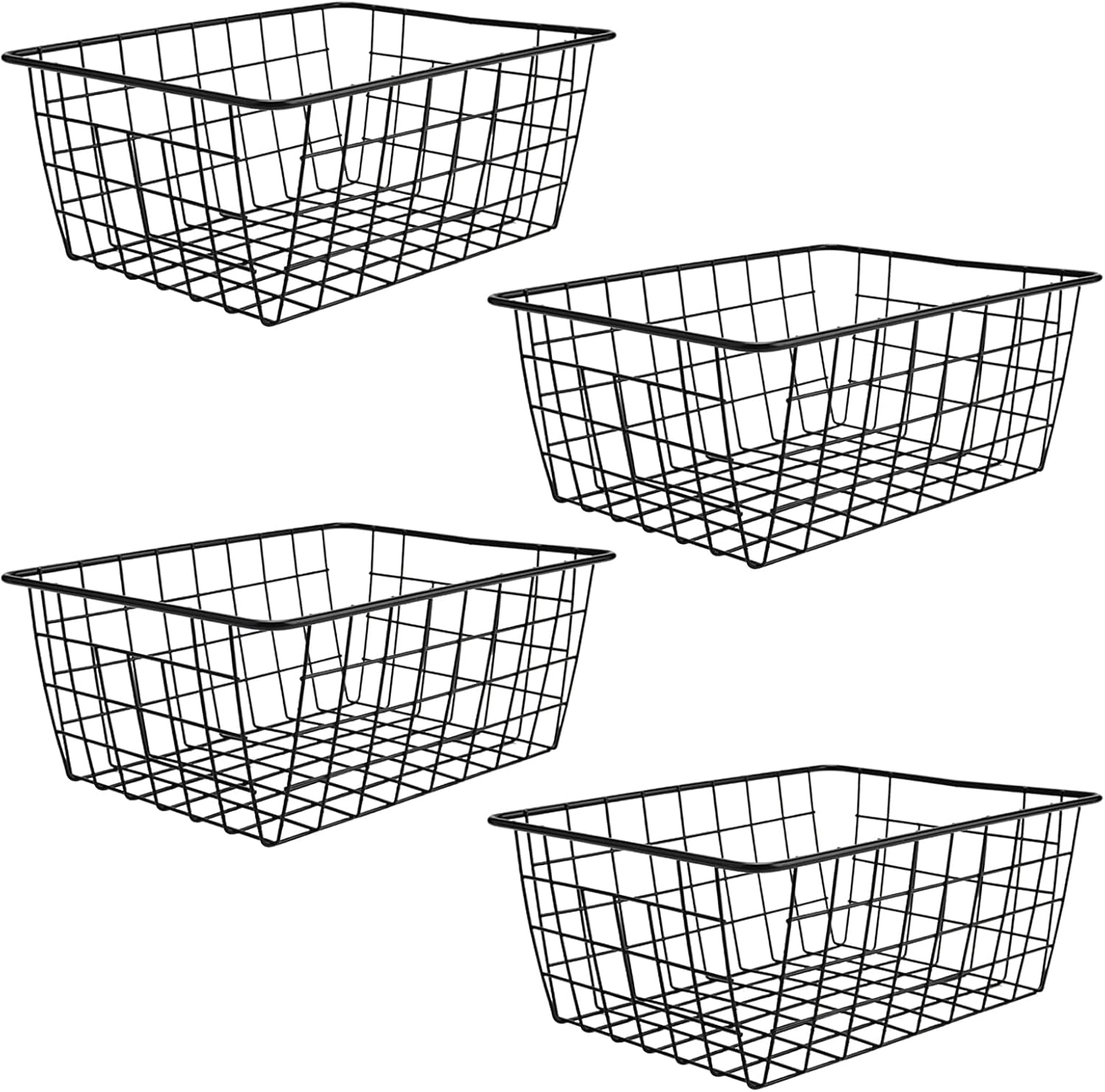 MAHIONG 4 PCS Wire Storage Basket, 28 x 22 x 12cm Stackable Chest ...