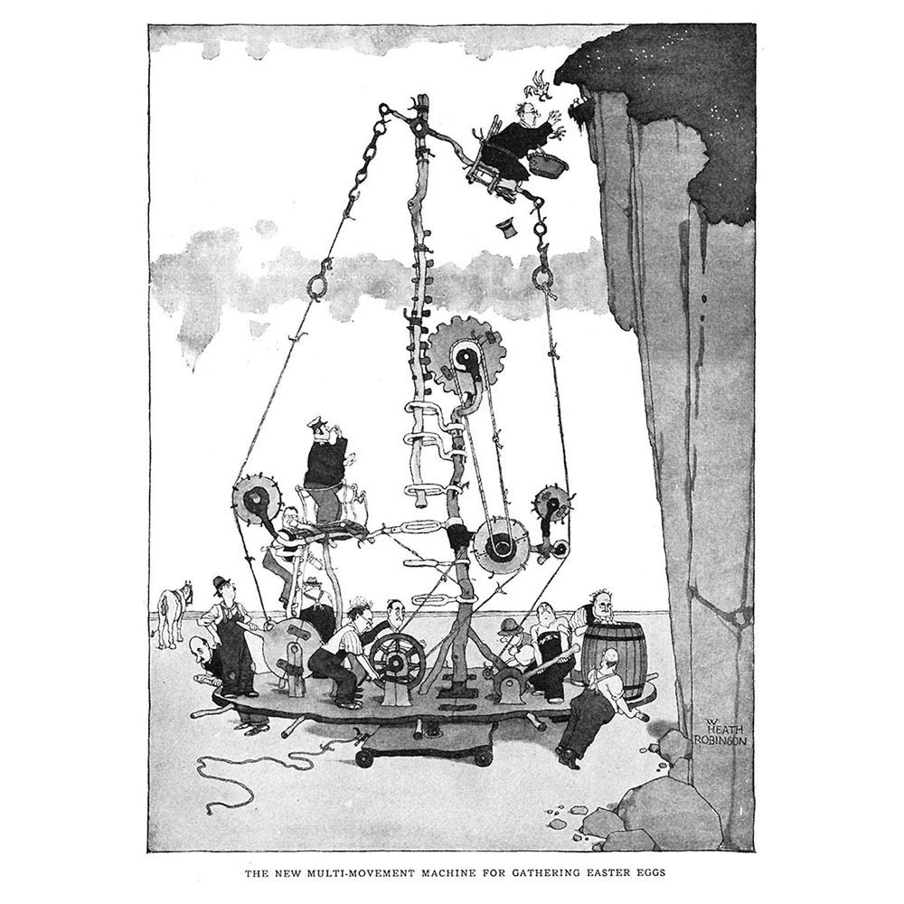 Wee Blue Coo Heath Robinson Machine Gathering Easter Egg Art Print ...