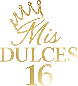 Amazon.com: Quinceañera Decorations Mis Dulces 16 Gold Vinyl Backdrop ...