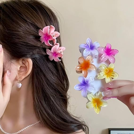6 Peices Small size Multicolor Hair Clutcher for Women | Flower Design ...