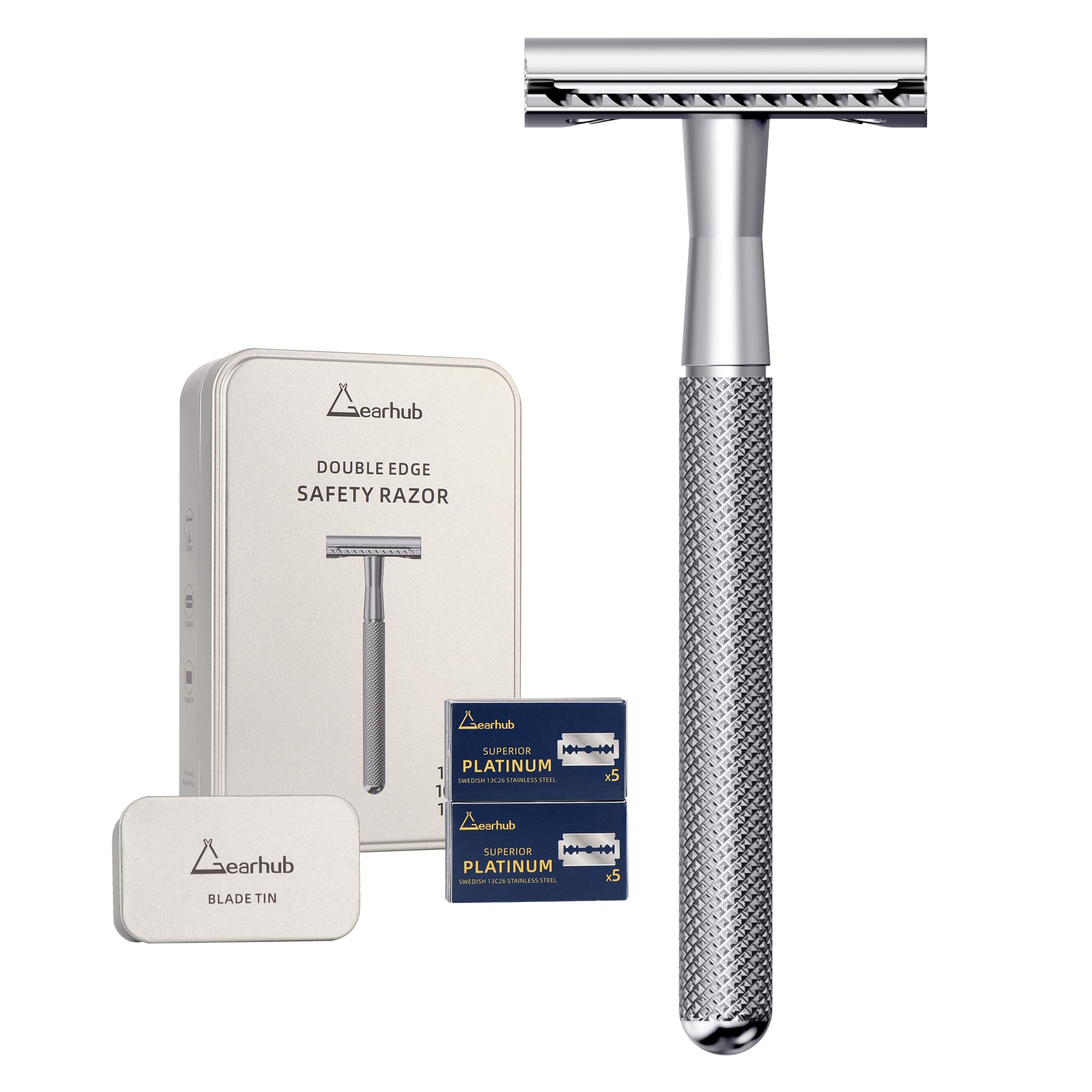 Amazon.com: Gearhub Double Edge Safety Razor Stainless Steel Metal ...