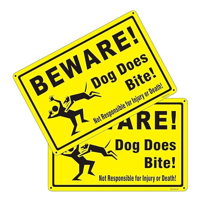 Buy Goodvia Beware of Dog Sign 8×12 in, 2 Pack Warning Dog Bites Sign ...