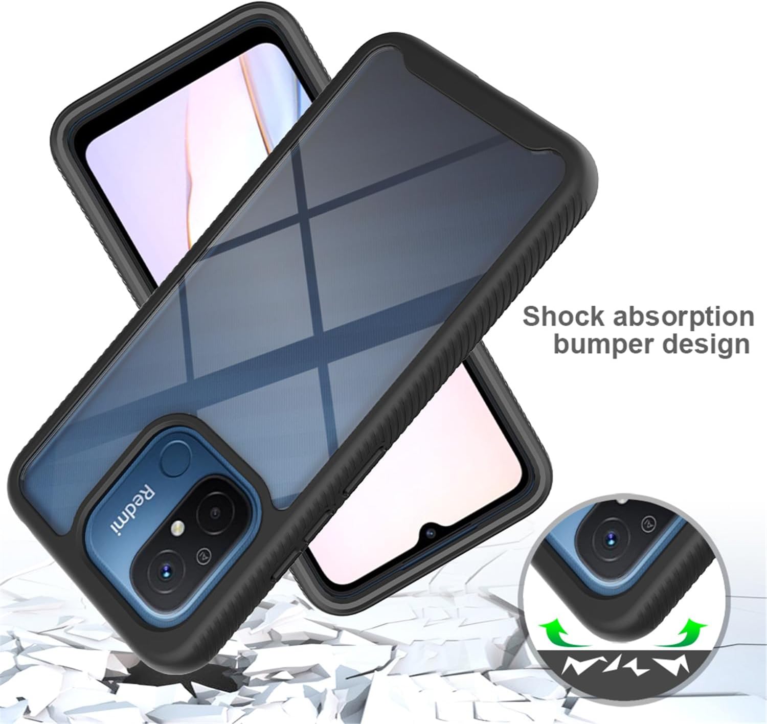 DAMONDY Para Redmi 12C Case, Xiaomi Redmi 12C Phone Case,Shock 2 en 1 ...
