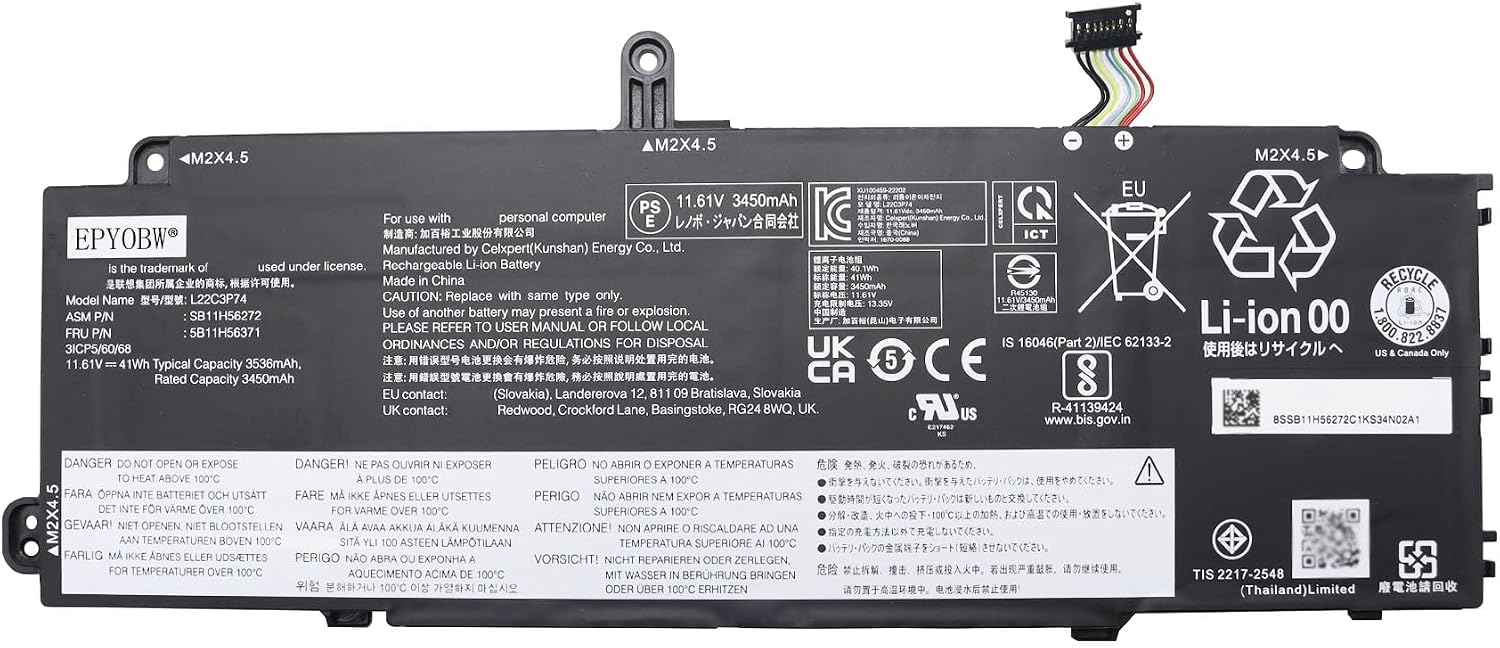 Amazon.com: EPYOBW L22C3P74 Laptop Battery 41Wh Compatible with Lenovo ...