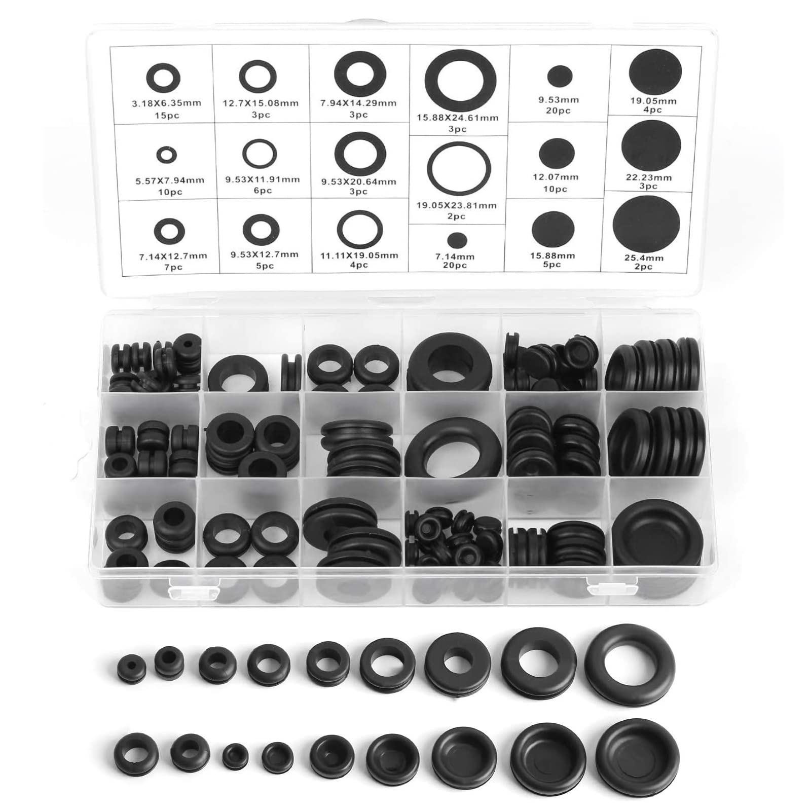 Snapklik.com : Boatsea 125 Pcs 18 Size Rubber Grommet Assortment Kit ...