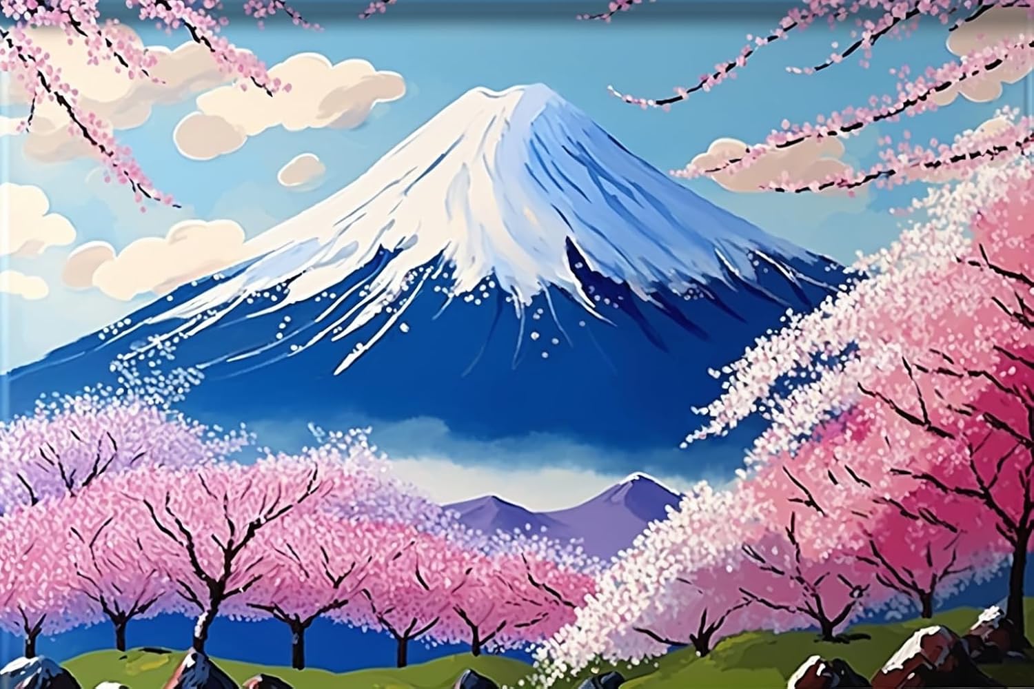 Amazon.com: RMSGOZO Sakura Mt. Fuji Diamond Painting - Oil Painting ...