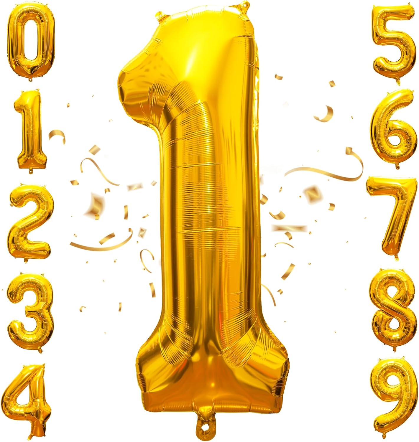 Amazon.com: Gold Number 1 Balloons, Giant Jumbo 40 Inch Birthday Number ...