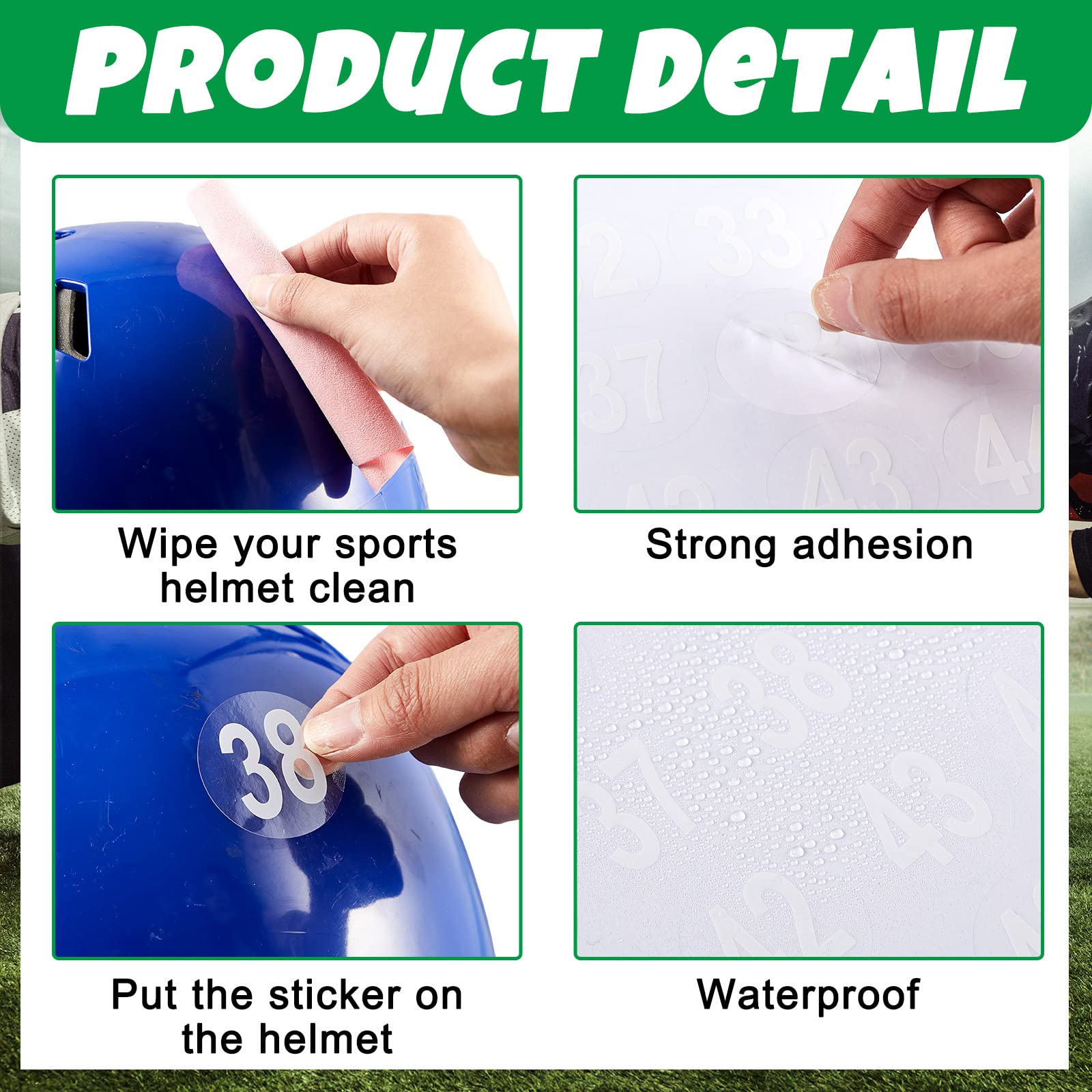 Snapklik.com : 400 Pcs White Sports Helmet Numbers Sticker 1.5 Inches ...