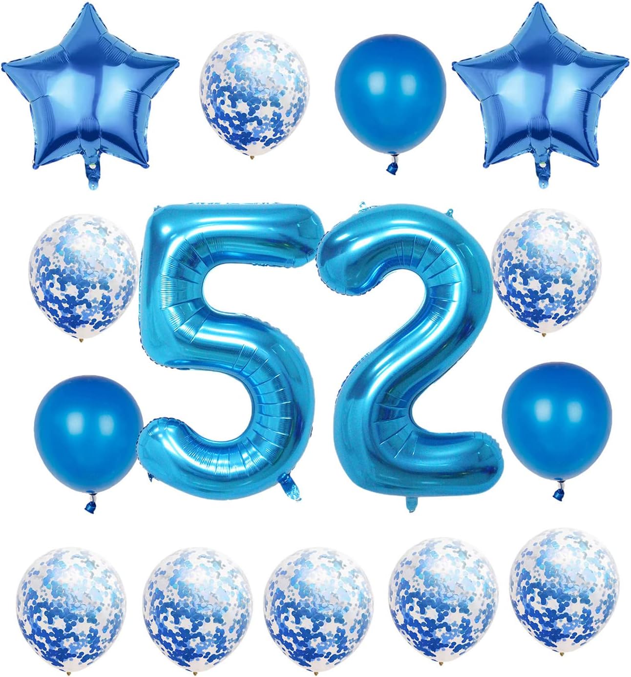Amazon.com: 52th Birthday Decorations Party Supplies,Blue Number 52 ...