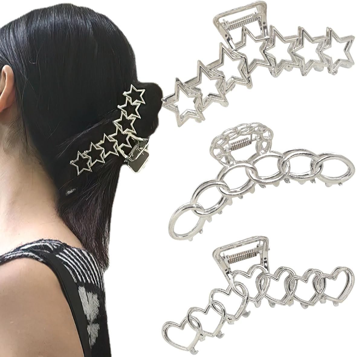 Amazon.com: 2 Pcs Large Metal Hair Claw Clips - Personality Nonslip ...
