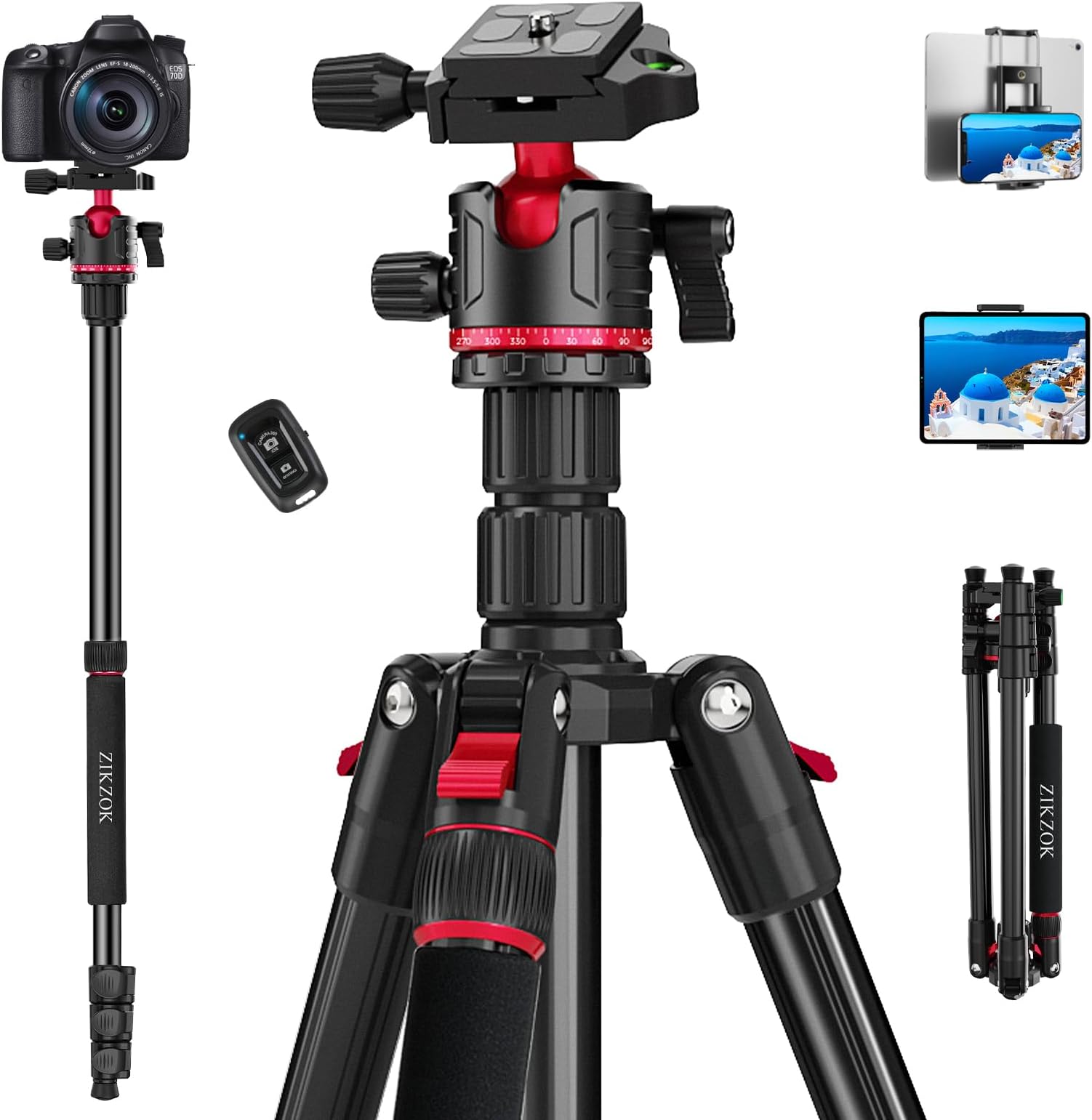 Amazon.com : Neewer Alluminum Alloy 62"/158cm Camera Tripod with 360 ...