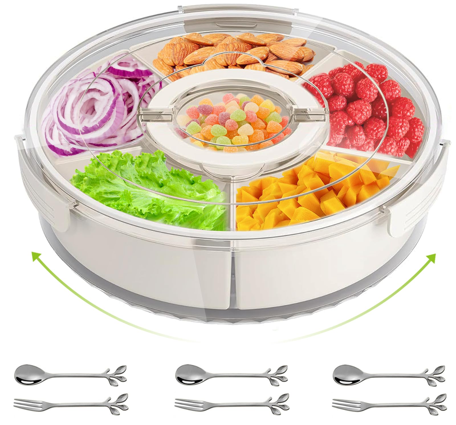 Amazon.com | SanerCraft Rotating Snackle Box Container, Divided Fruit ...
