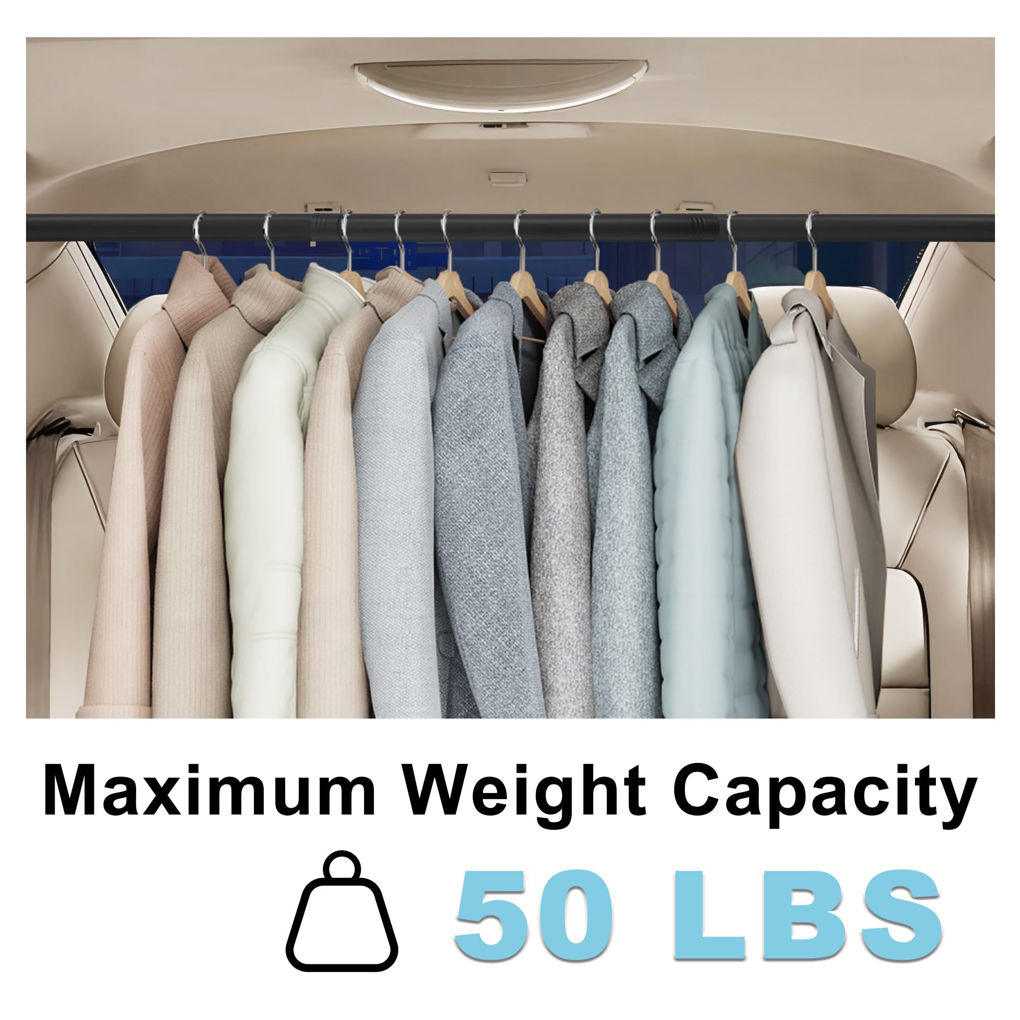 Snapklik.com : Adjustable Car Clothes Hanger Bar, 34-70 Inch Heavy-Duty ...