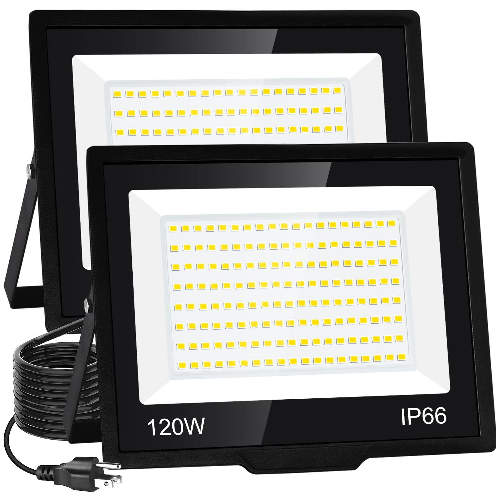 SHGPODA 2 Pack 120W LED Flood Light Outdoor, 14400LM Floodlights with ...
