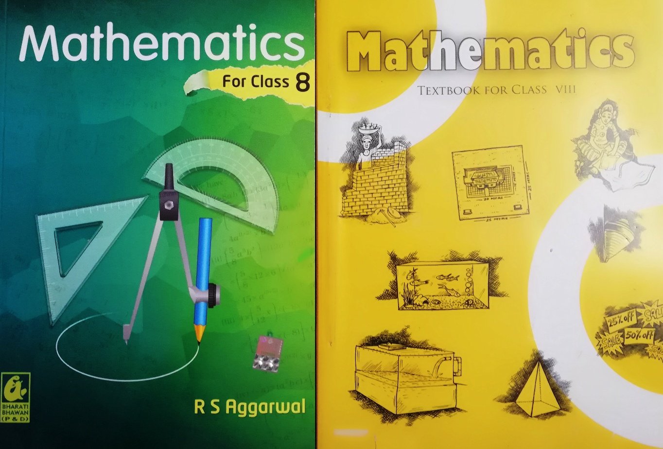 Maths class 8th Textbook Ncert & RS Aggarwal Guide (set of 2 Books ...