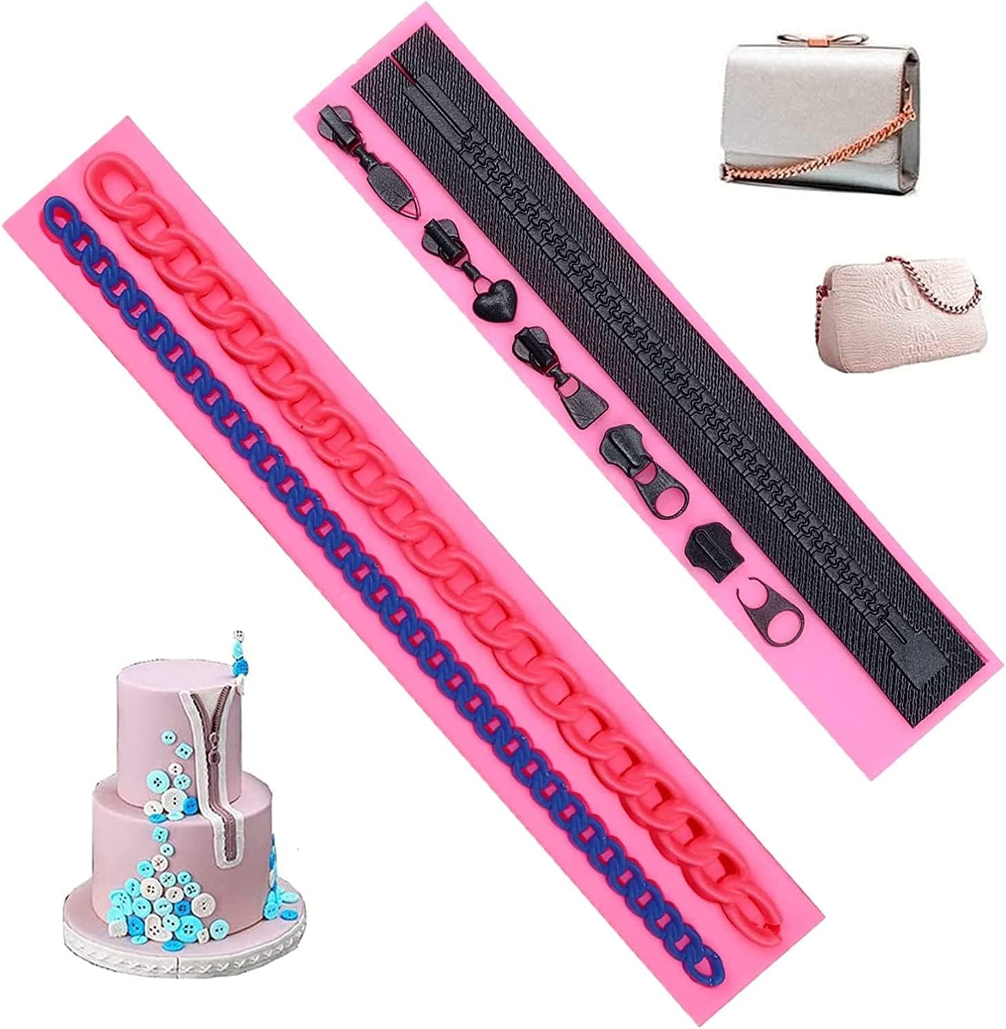 Amazon.com: Guratapa 2 PCS Zipper Chain Silicone Molds for DIY Fondant ...