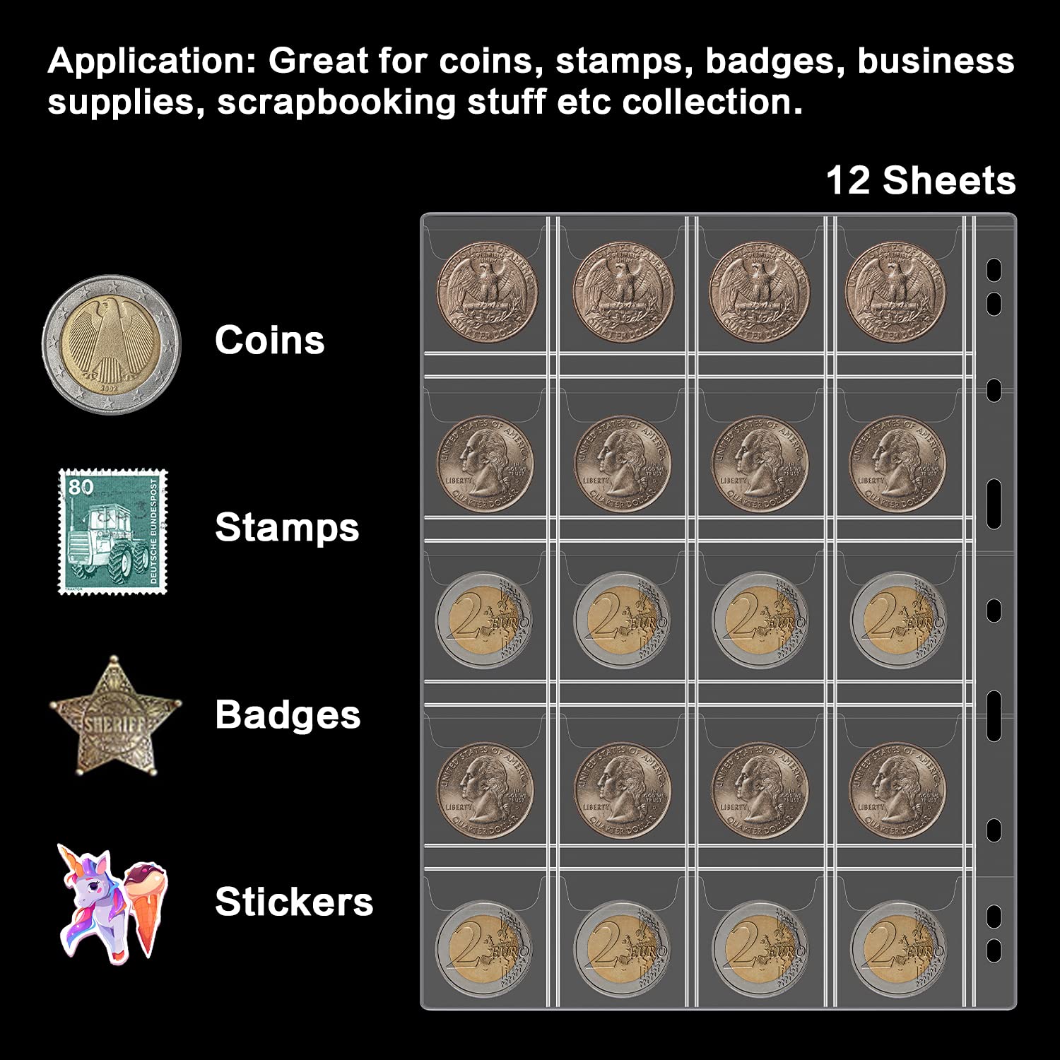Snapklik.com : Coin Collection Supplies Pages For Collectors, 12 Sheets ...