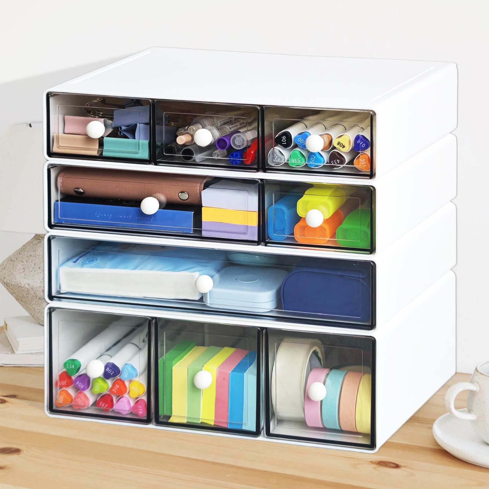Amazon.com : ZafapHub Desk Organizer with 9 Drawers, 4-Tier Stackable ...