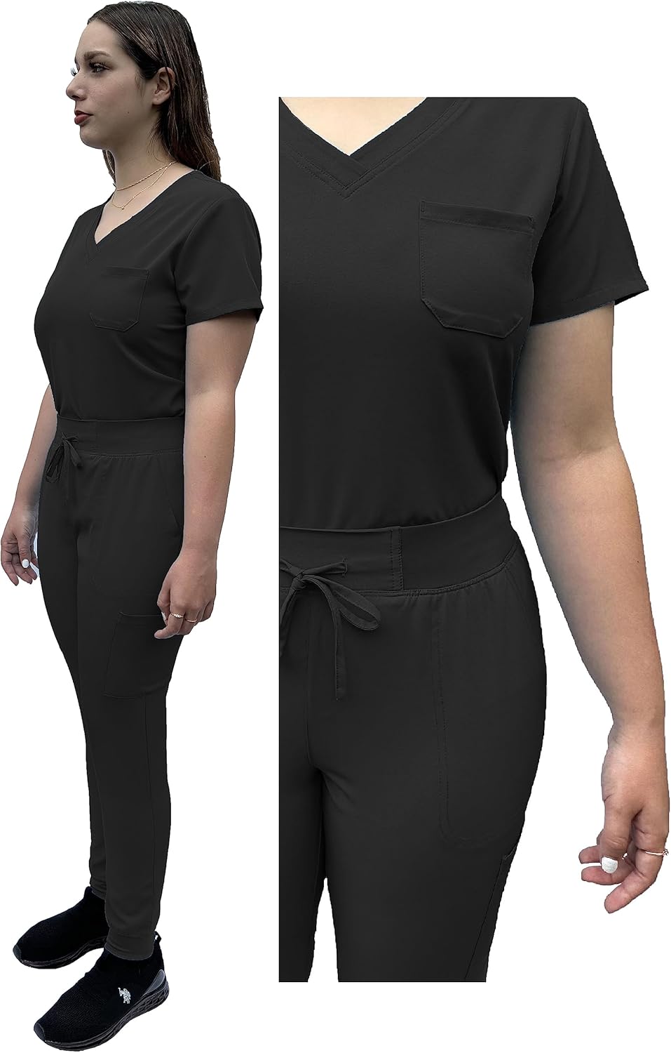 Amazon.com: ANGIE UNIFORMS YOGAFLEX Tuck-in Jogger Scrubs for Women Set ...
