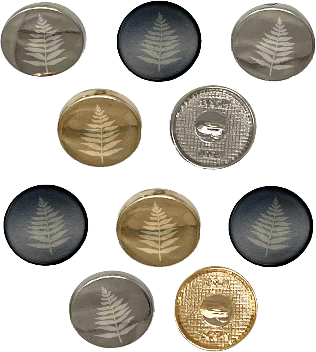 Amazon.com: Fern Leaf 0.6" (15mm) Round Metal Shank Buttons for Sewing ...