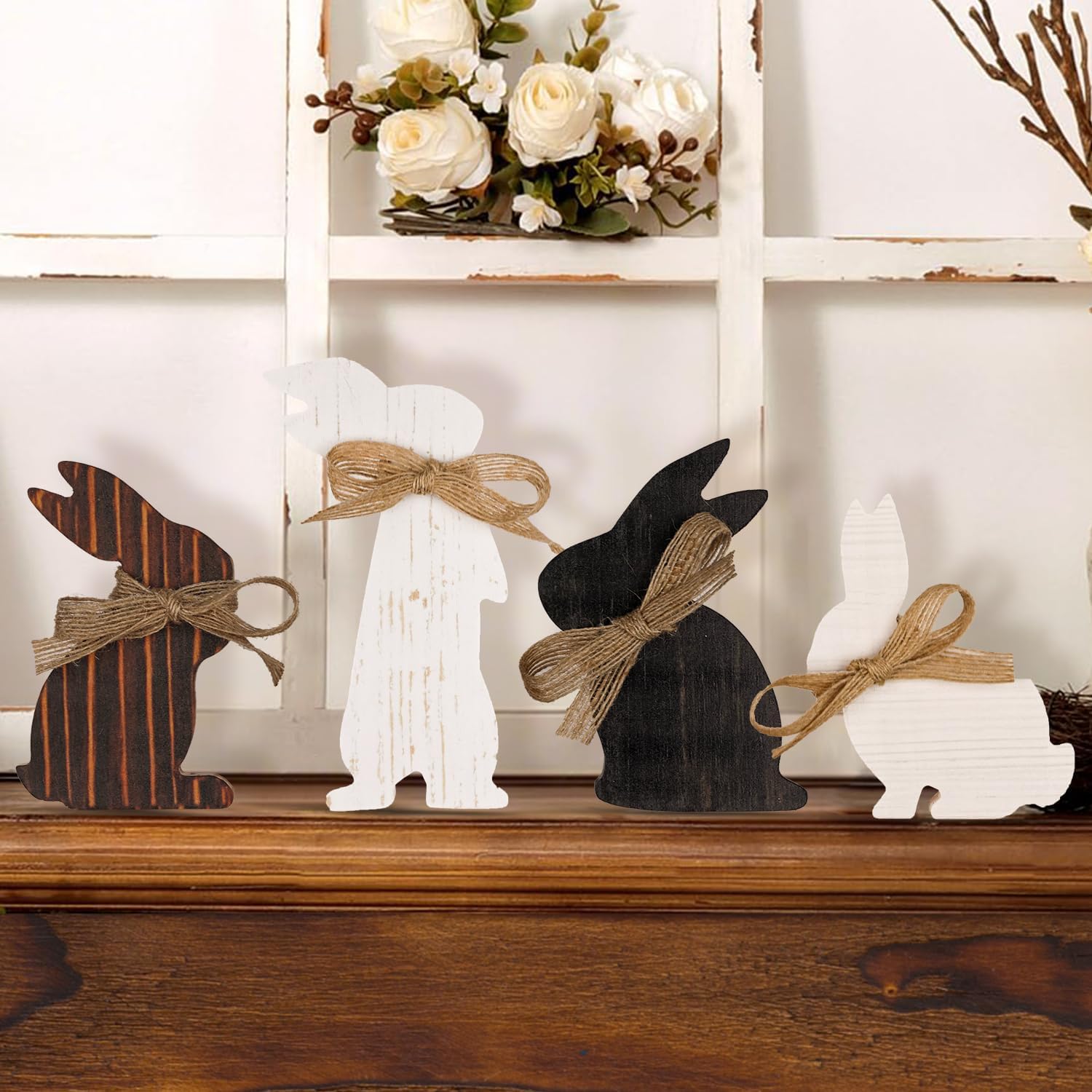 Amazon.com: Easter Decorations Wooden Bunny Decor Wooden Table ...
