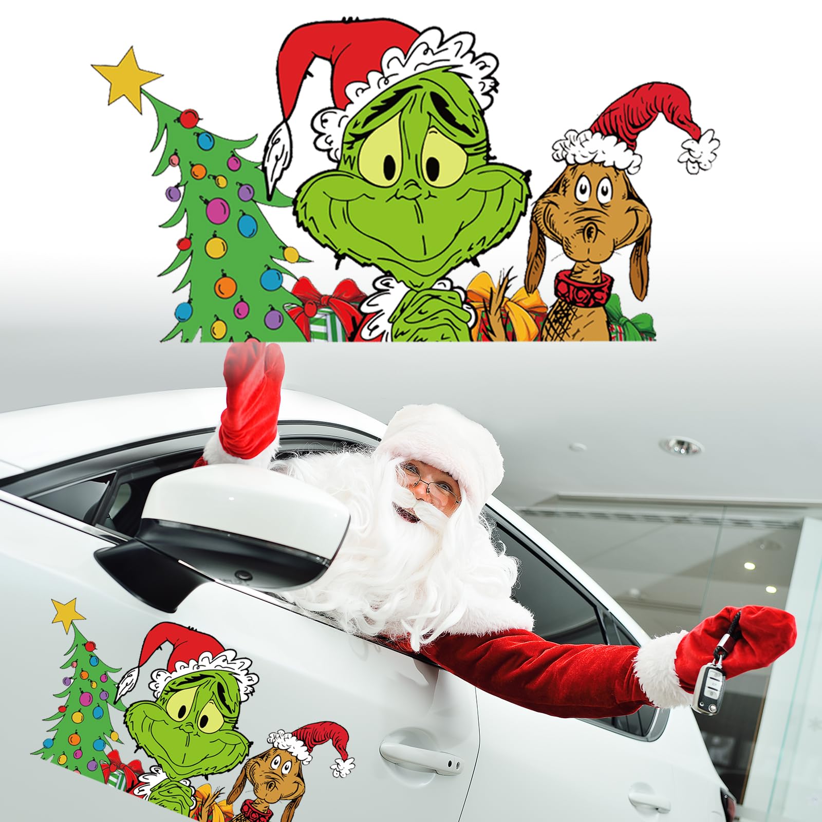 Amazon.com: 11.8x28.2 Inch Christmas Car Magnets Reflective Cartoon ...
