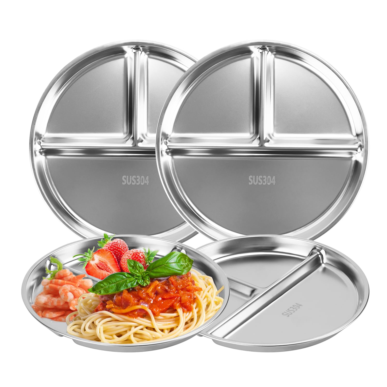 Amazon.com | Zalaxt Portion Control Plates Set of 4 Stainless Steel ...
