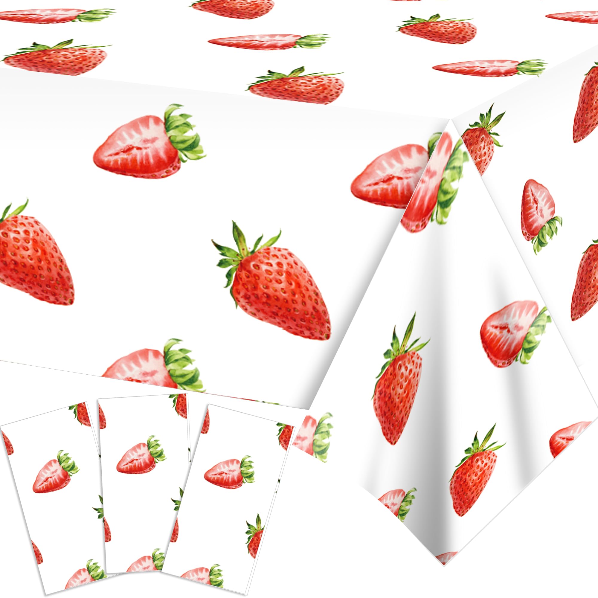 Amazon.com: 3 Pack Strawberry Party Tablecloth Strawberry Birthday ...