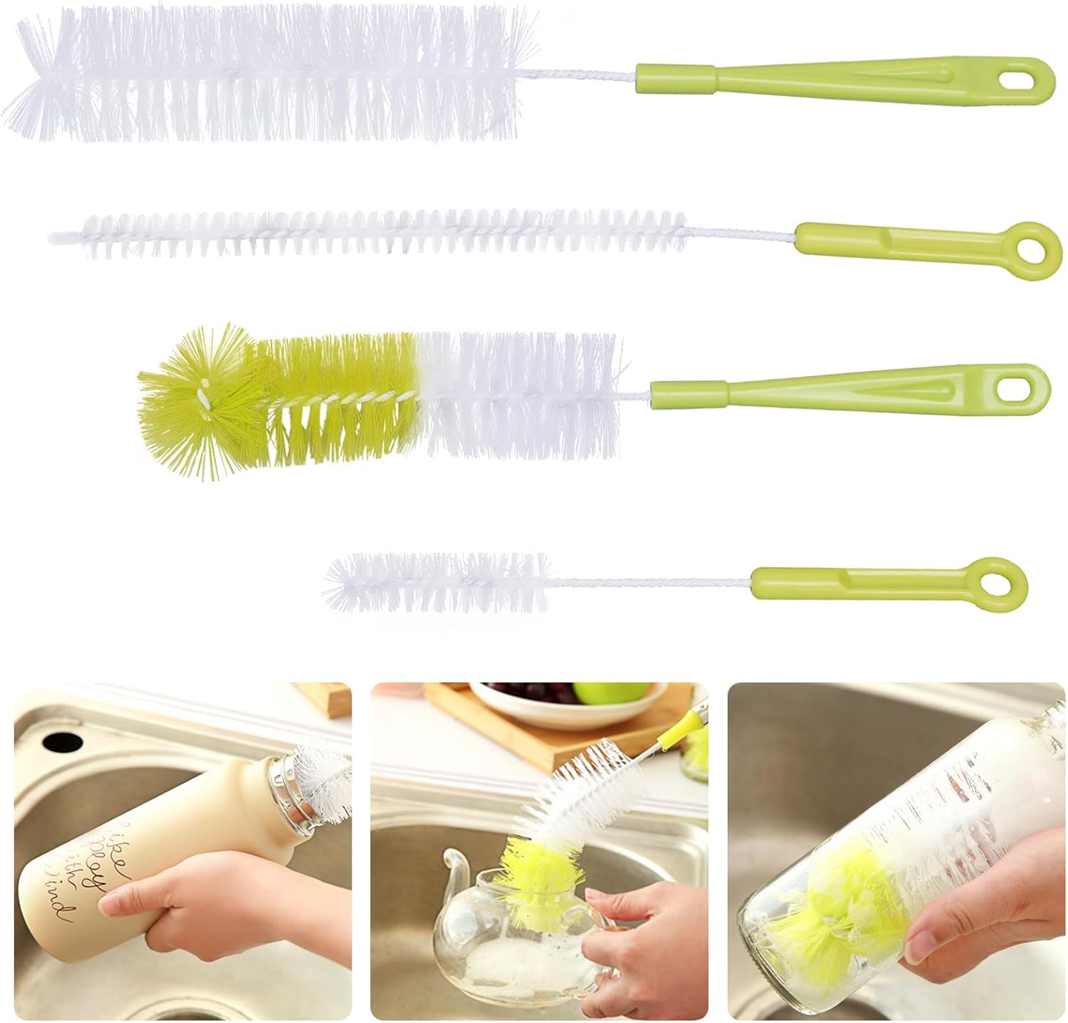 Amazon.com: 4 Pieces Bottle Cleaning Brush Set Multipurpose Bottle ...