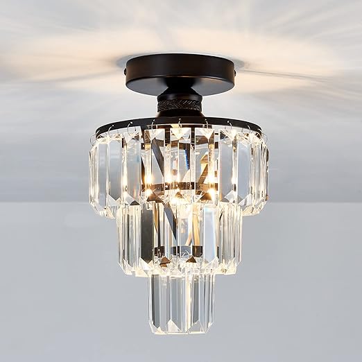 YYJLX Crystal Chandelier 1-Light Flush Mount Ceiling Light Fixture ...