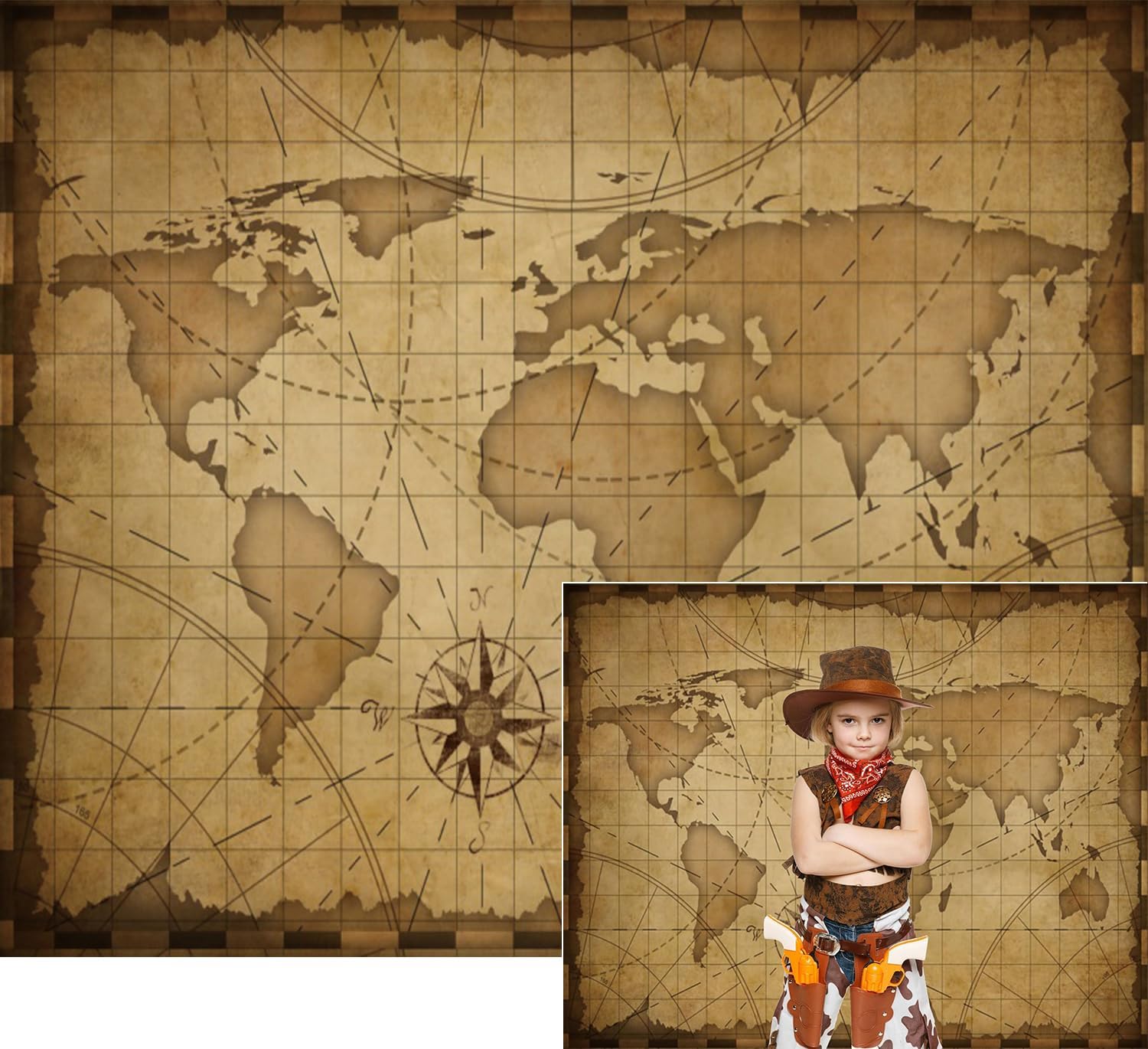 Amazon.com : Vintage World Map Backdrop for Party Decorations 10x8ft ...