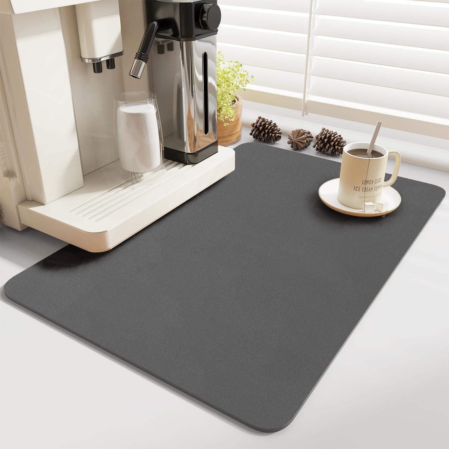 TCHDIO-Absorbent Coffee Mat-No Stains Coffee Bar Mat-Rubber Backed ...