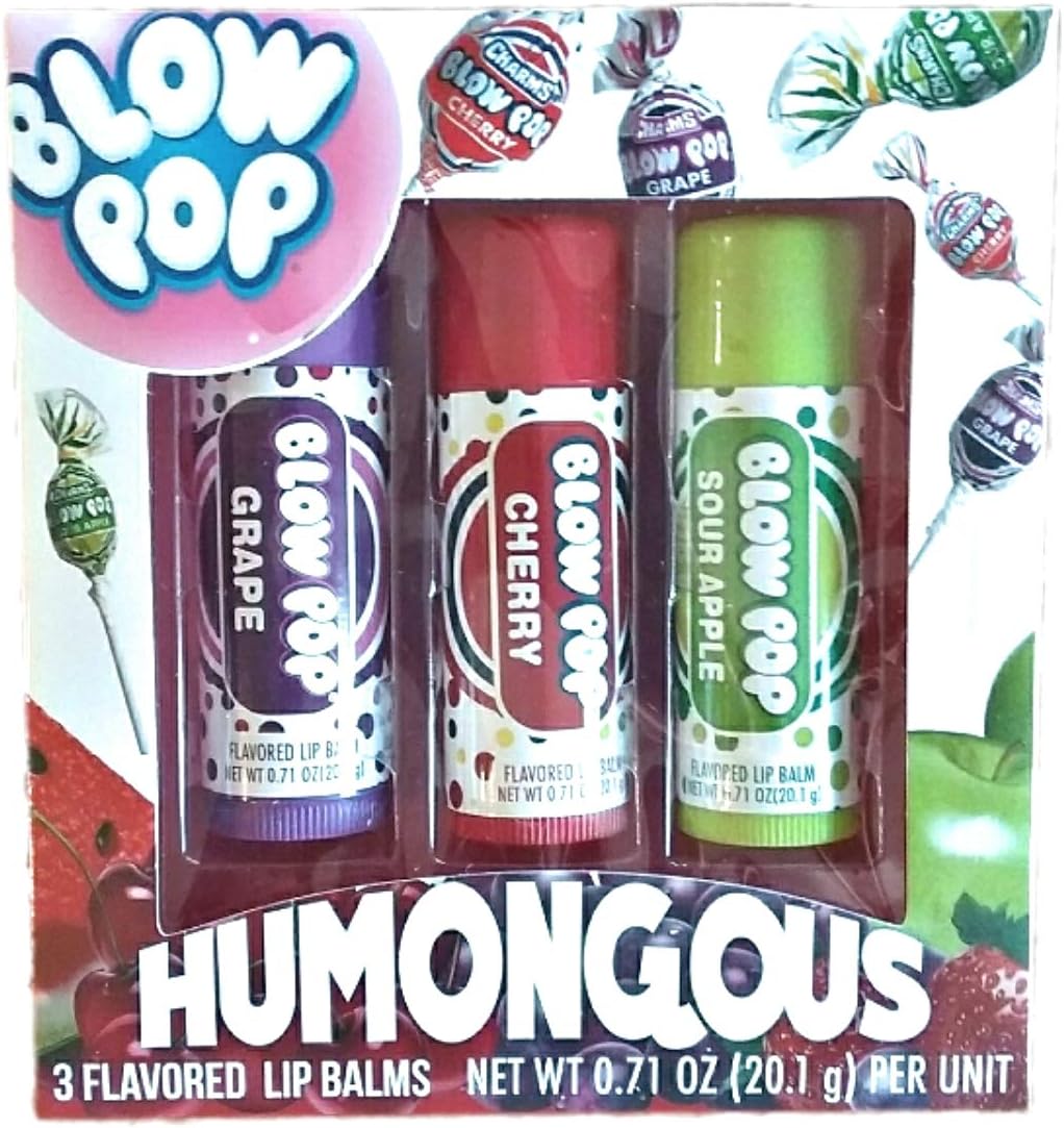 Amazon.com : Blow Pop Humongous Flavored Lip Balms! One Pack With 3 Lip ...