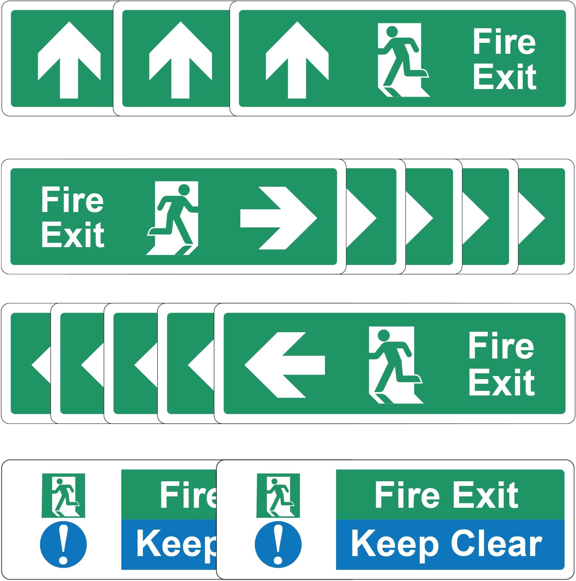 Fire Exit Arrow Down Plastic Sign with double sided fixing tape ...