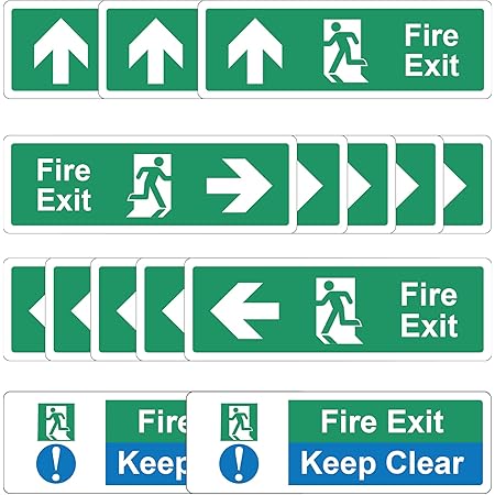 RDLCAR Safety Fire Exit Sticker Sign - 5 Right Arrow, 5 Left Arrow, 3 ...