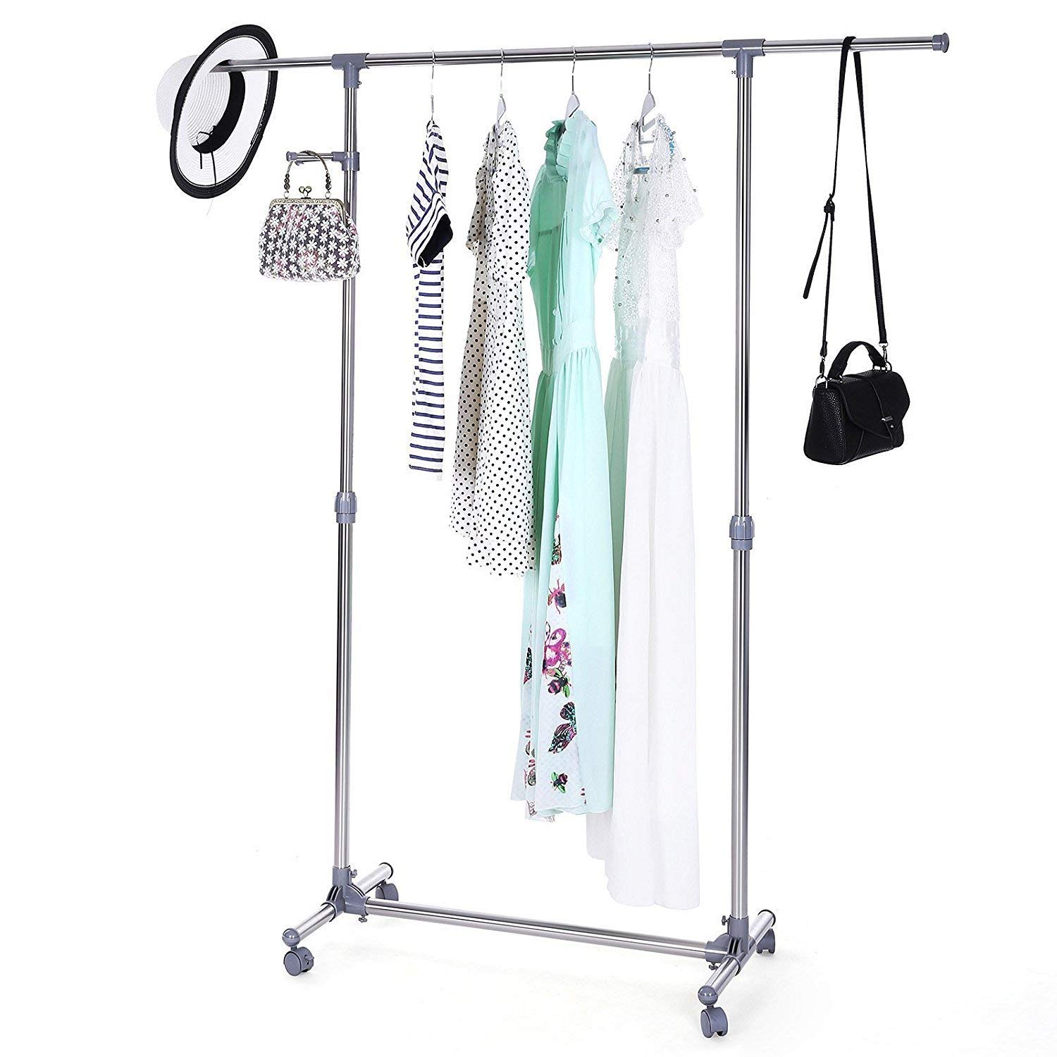 Buy SONGMICS Adjustable Garment Rack, Coat Hanging Rail, Clothes Stand ...