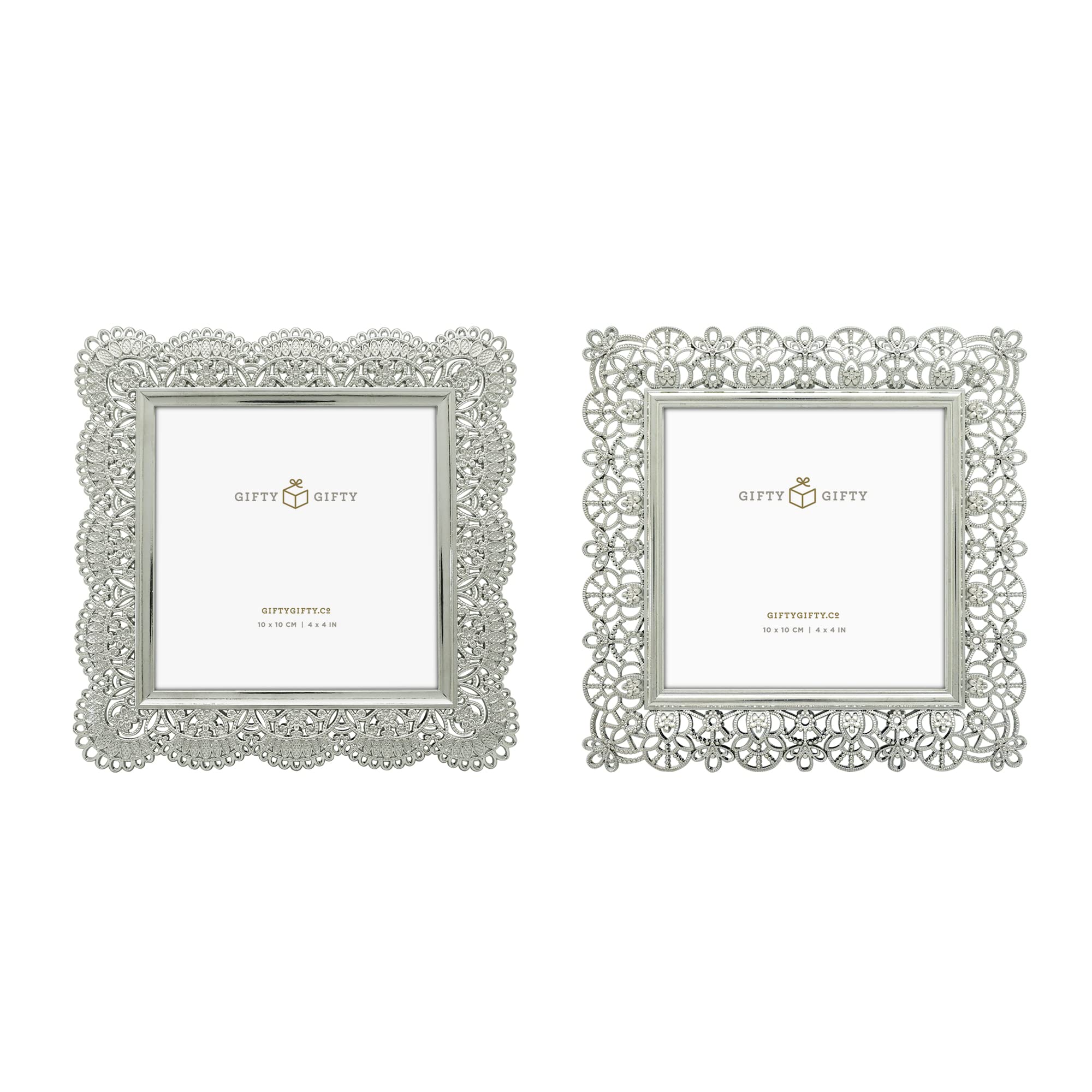 Amazon.com - GIFTY GIFTY Square Lace Photo Frame Set/Set of 2 / 4x4 In ...