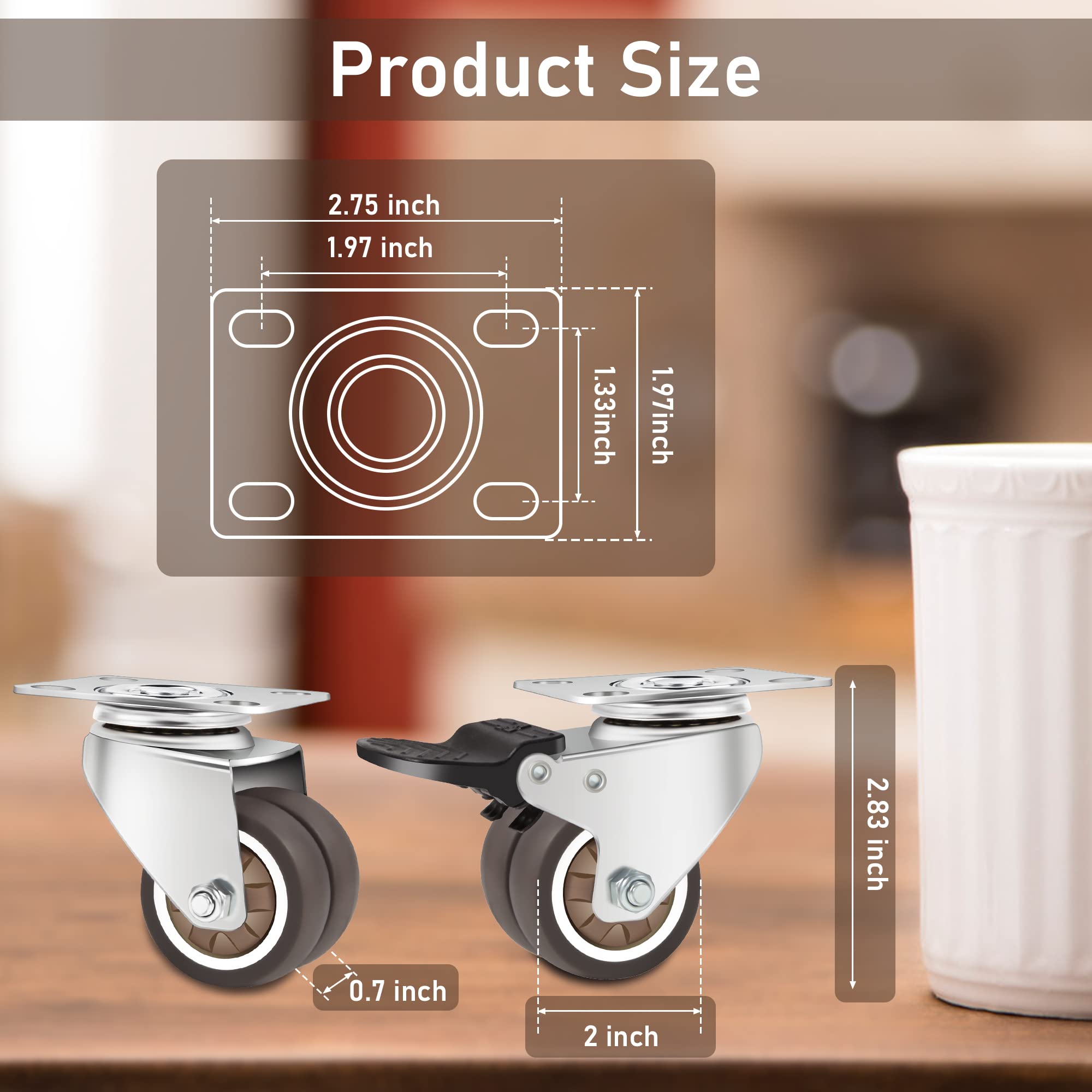 Snapklik.com : Nefish 2 Inch Swivel Rubber Caster Wheels For Furniture ...