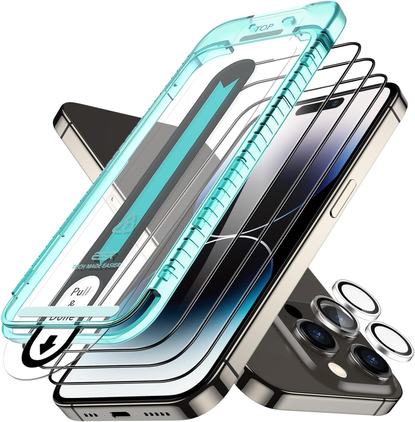 Amazon.com: ESR 3+1 Pack for iPhone 15 Pro Max Screen Protector, [9H ...