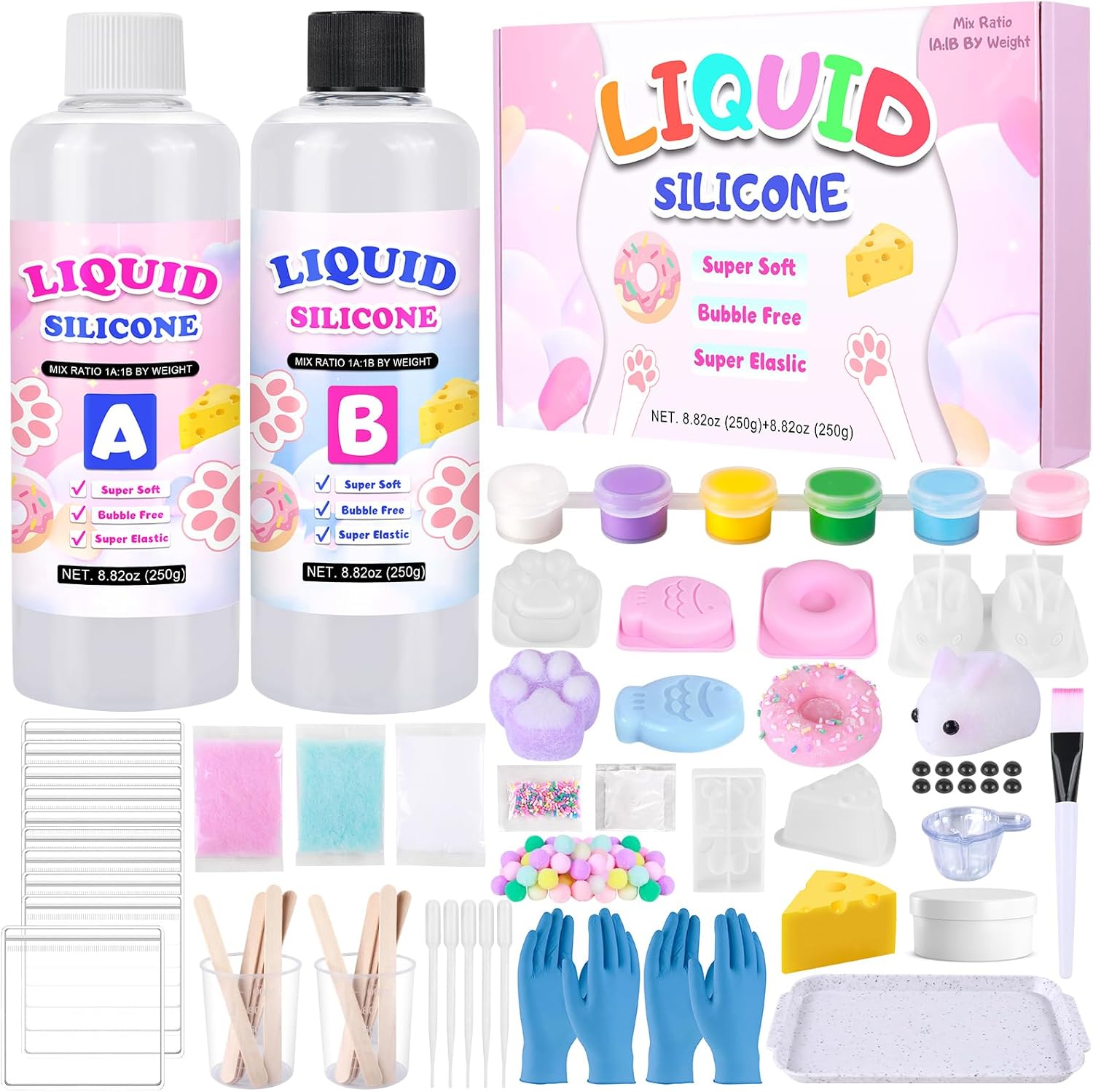 Amazon.com: Mikiwon Taba Squishy Kit, 18OZ 1:1AB Liquid Silicone Set ...