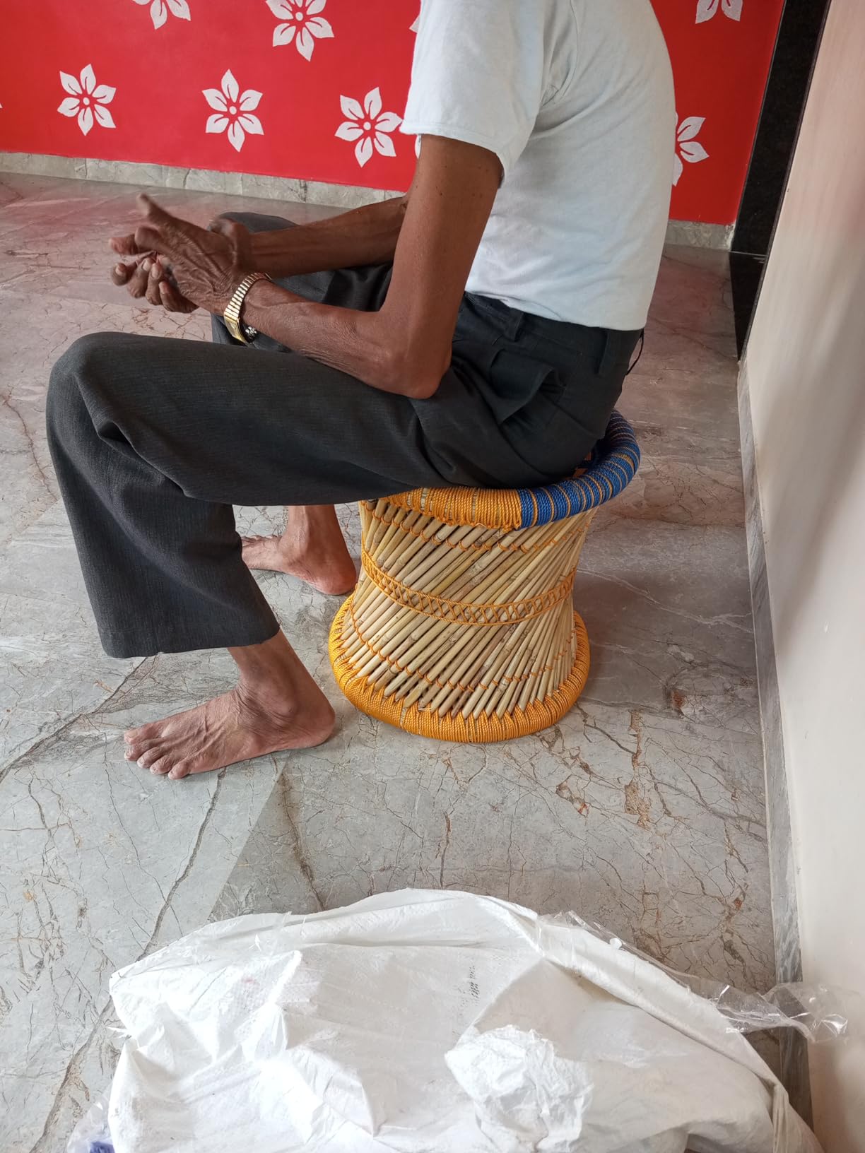 IVUDA ! Natural Bamboo (SARKANDA) Mudda Stool 15x16 Inches Pack of 2 ...