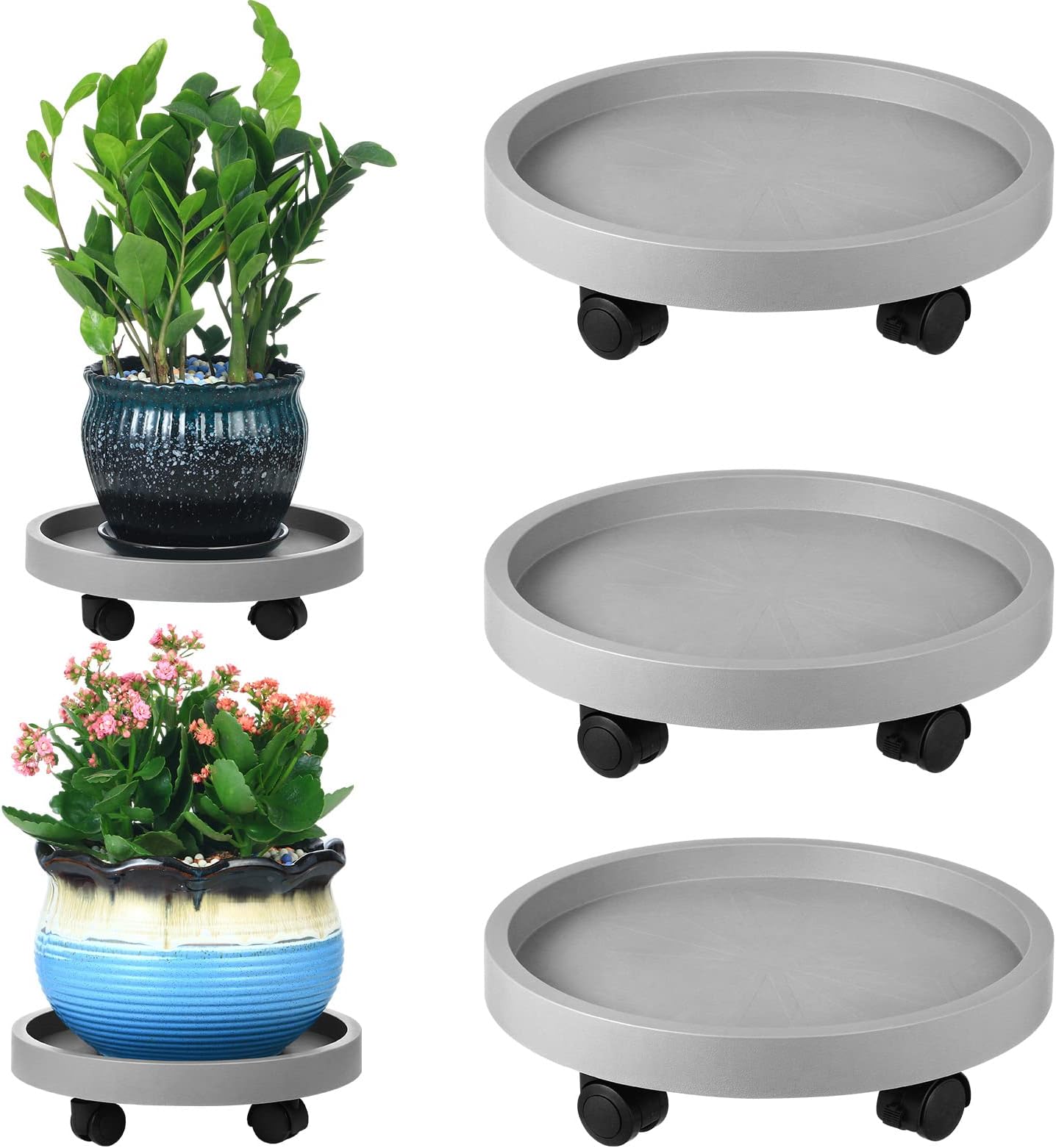 Amazon.com: 4 Packs Plant Caddy with Hidden Wheels 10 Inch Rolling ...