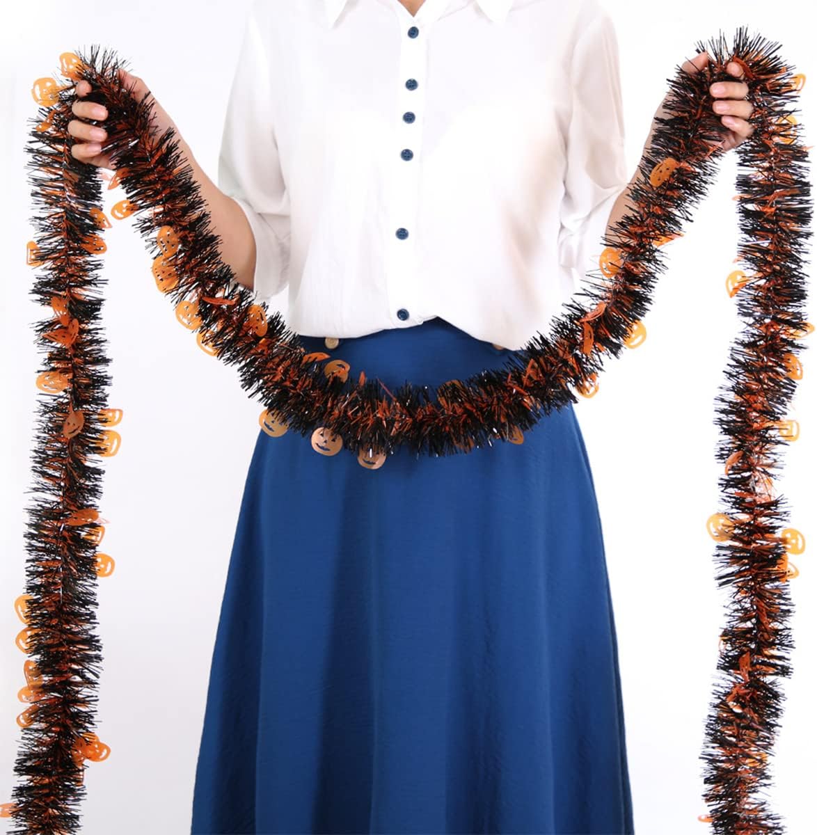 Amazon | Lanito メッキモール ハロウィン モール ガーランド 2本セット 2.8m キラキラモール ハロウィン飾り 装飾籐 ハロウィンパーティー (オレンジ色のカボチャ ...